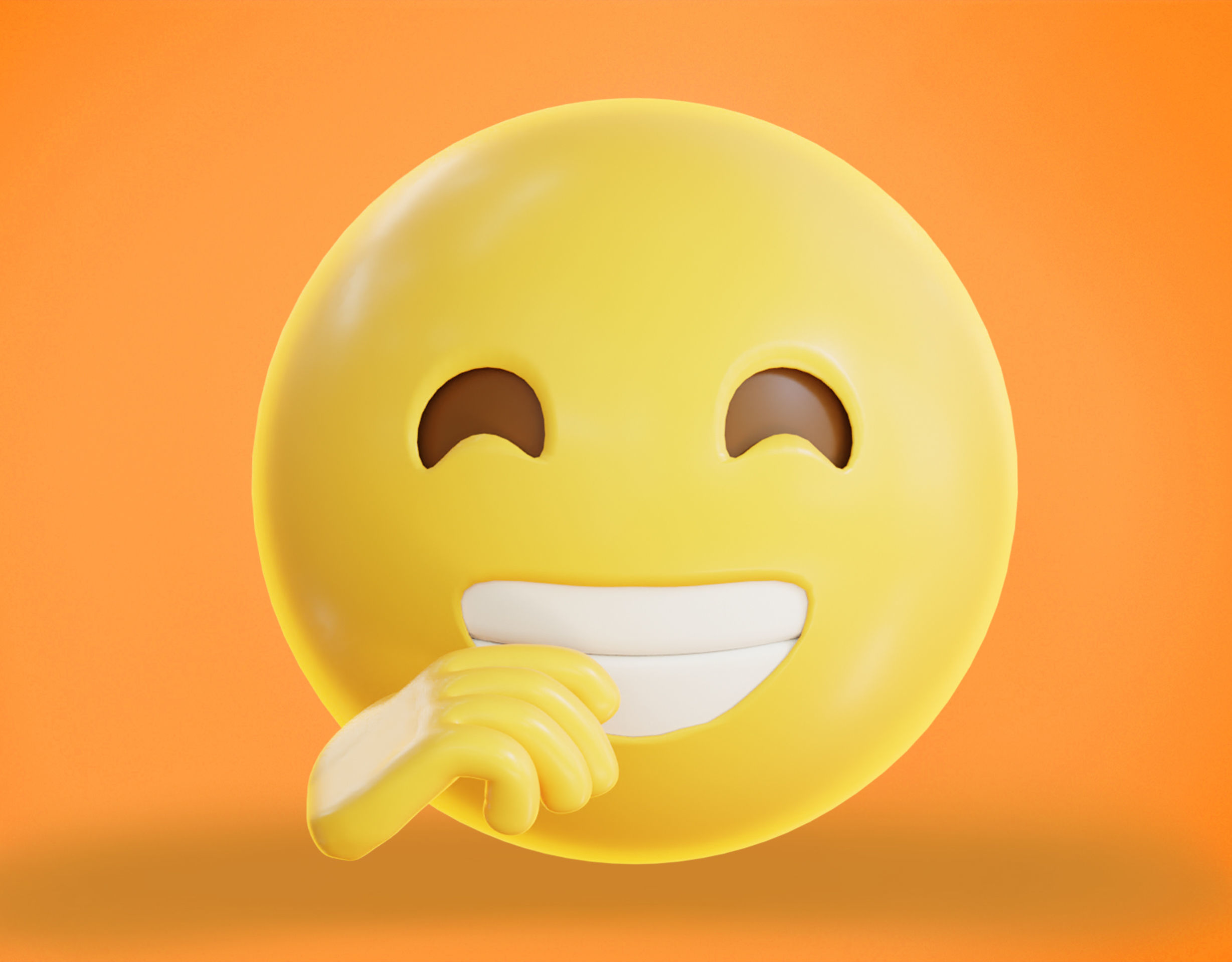 3D model face with hand over mouth and smiling eyes Animated Emoji VR ...