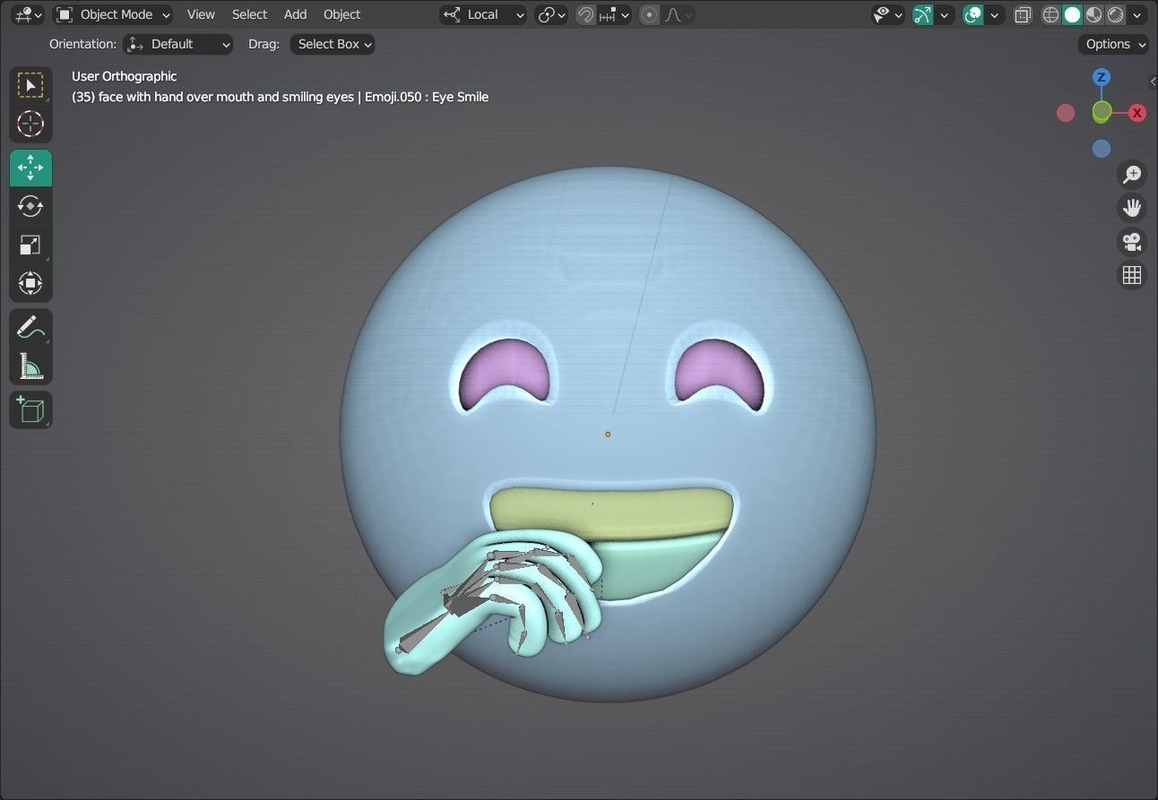 3D model face with hand over mouth and smiling eyes Animated Emoji VR ...