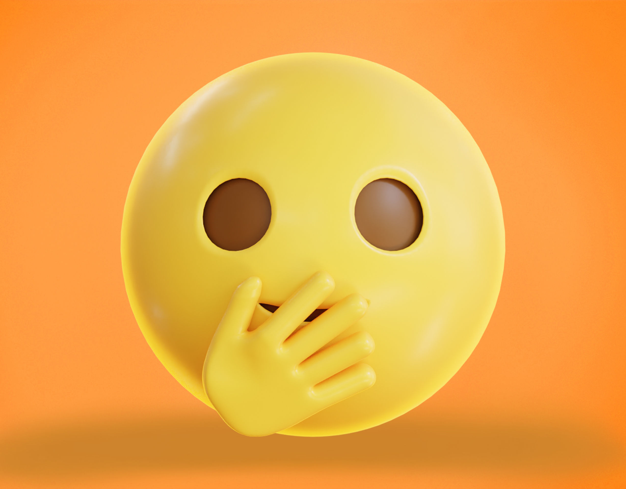 3D model face with hand over mouth and smiling eyes Animated Emoji VR ...
