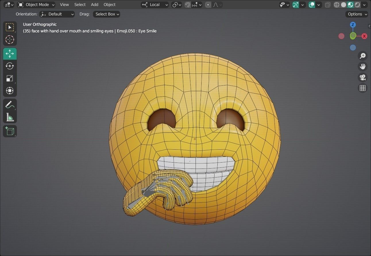 3D model face with hand over mouth and smiling eyes Animated Emoji VR ...