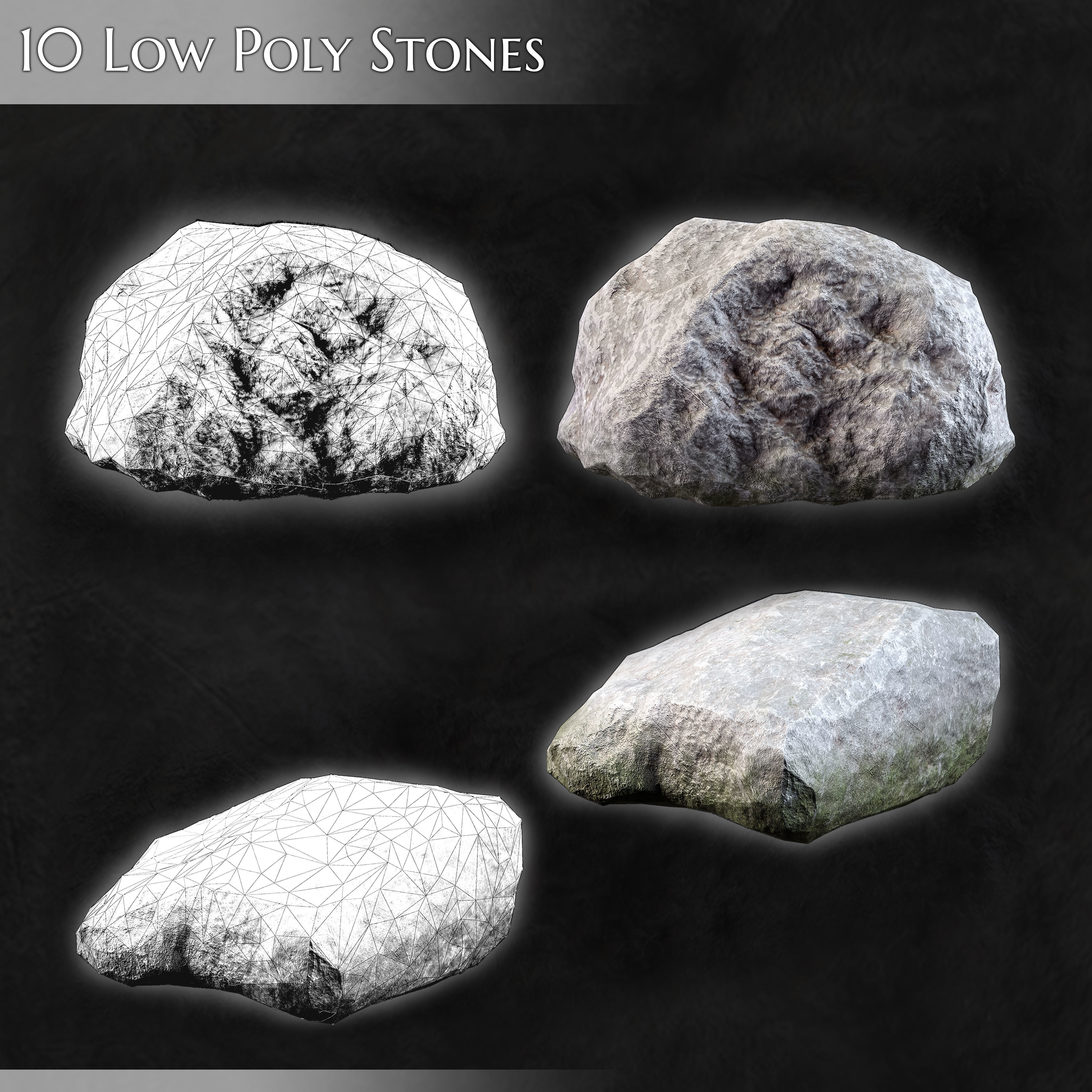 10 Low Poly Stone 3D model | CGTrader