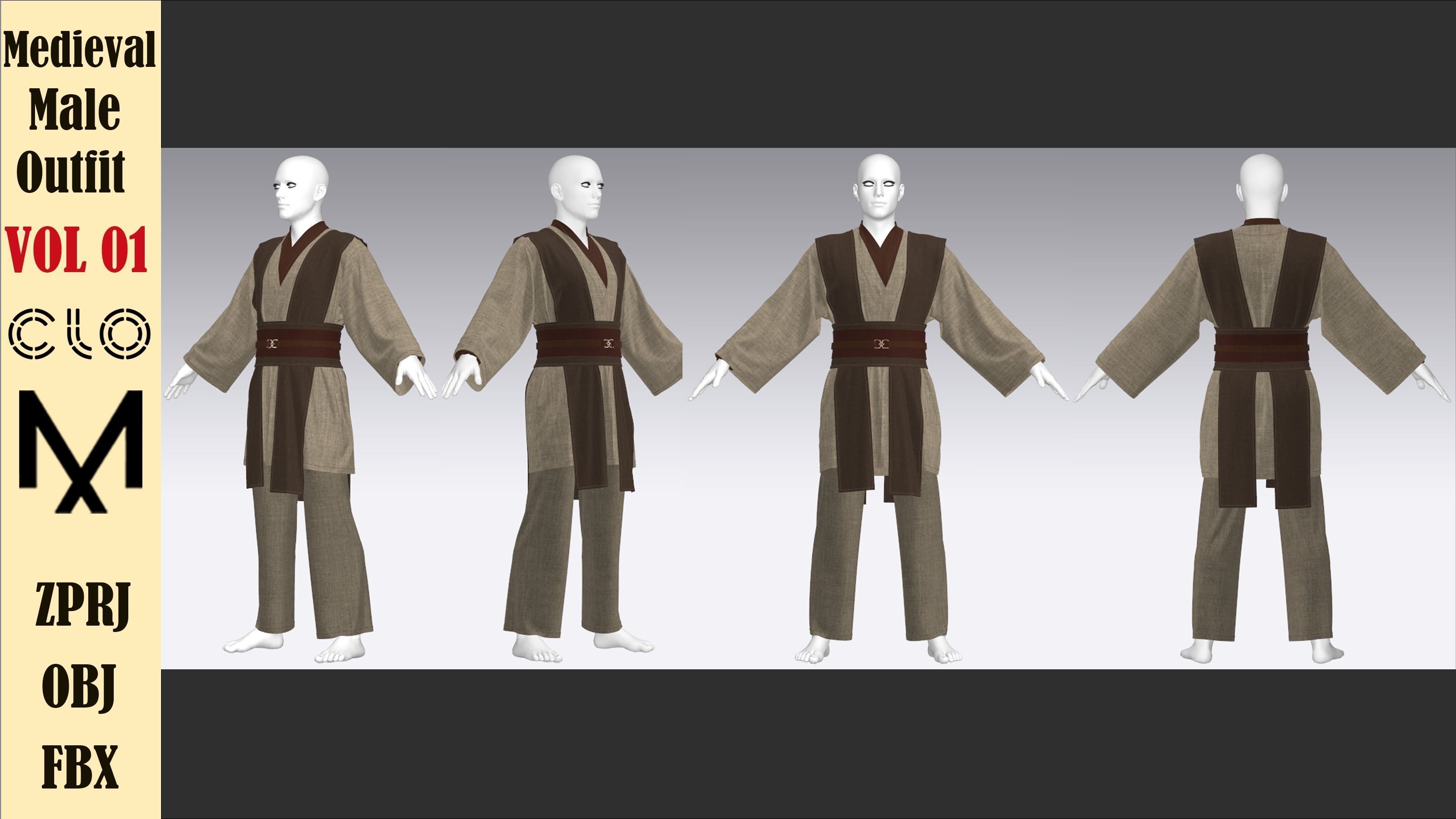 Medieval Male Outfit VOL01 3D model | CGTrader