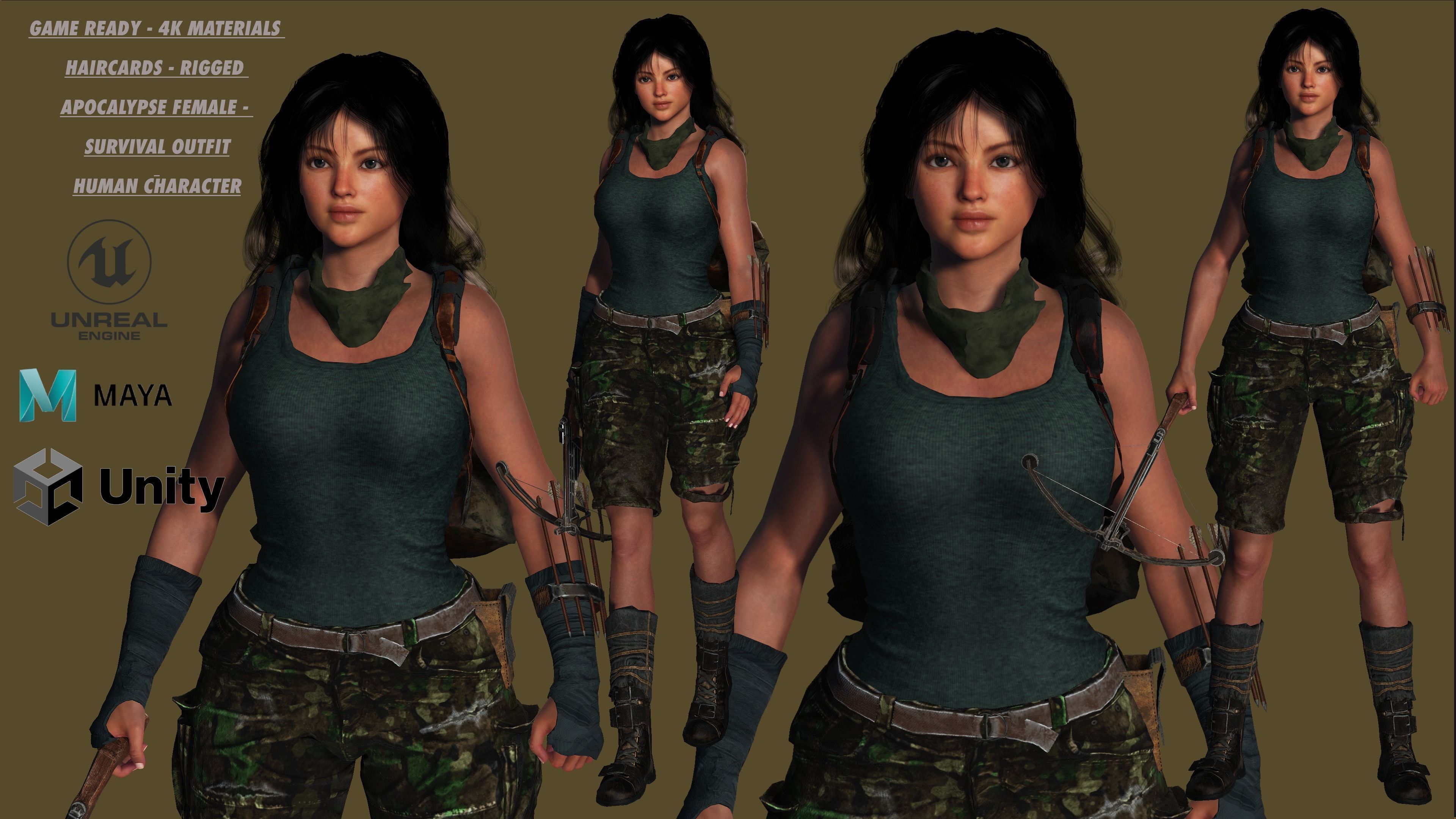 3D model 3D FEMALE APOCALYPSE SURVIVAL ALICE-REALISTIC RIG GAME ...