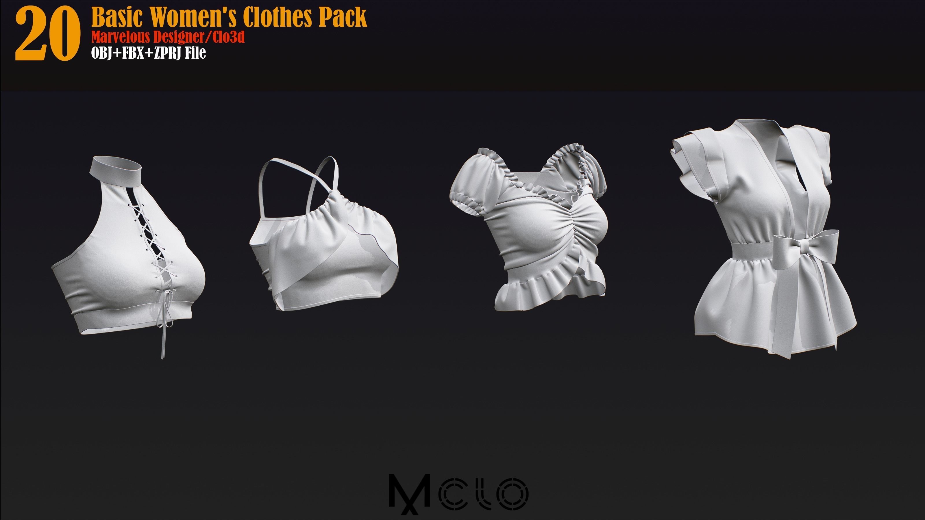 20 Basic Women Clothes Pack 3D model | CGTrader