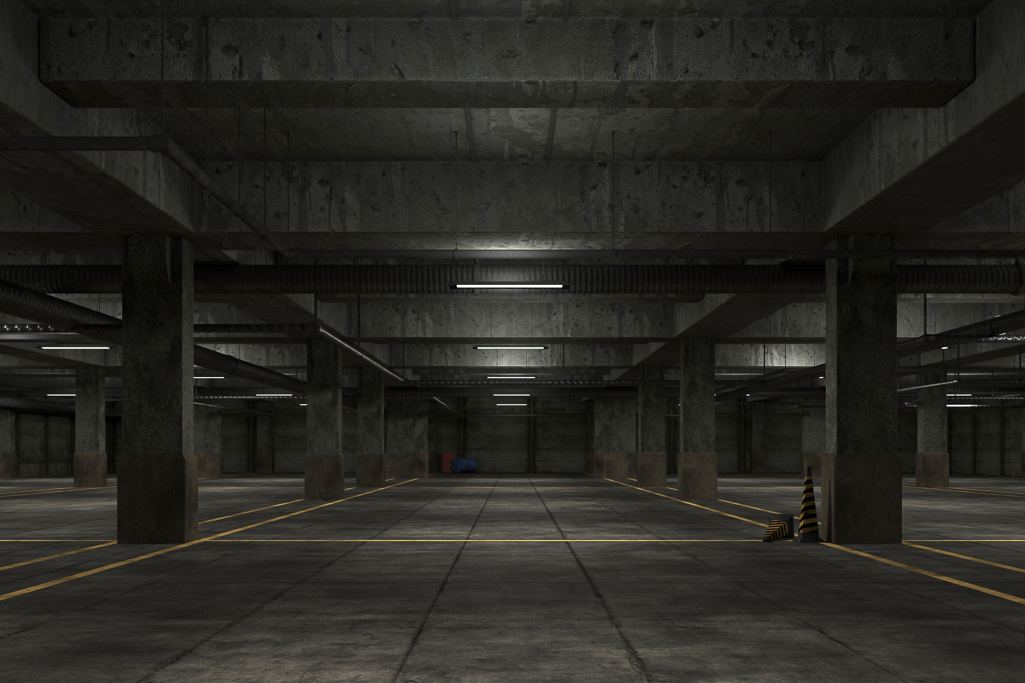 3D model basement low poly underground parking 02 VR / AR / low-poly ...