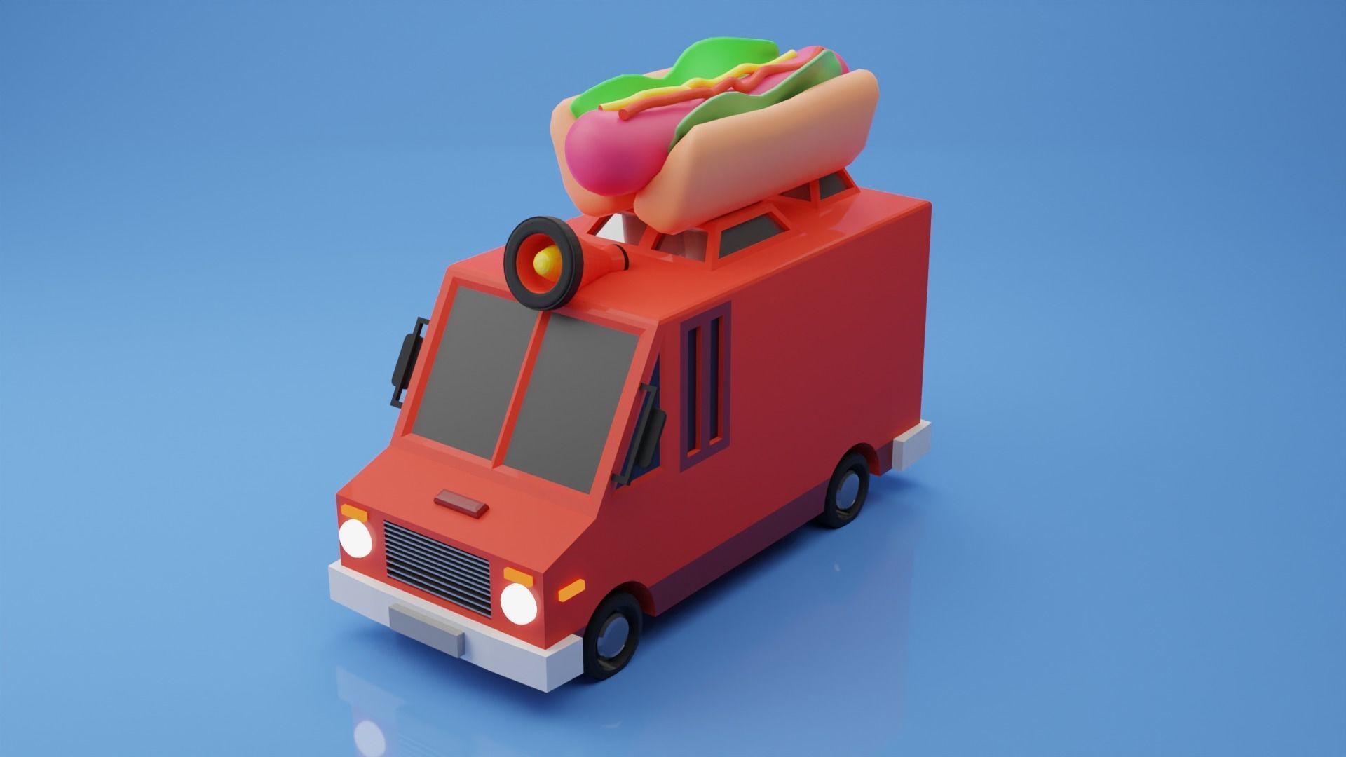 Low-poly Food Truck Model 3D model | CGTrader