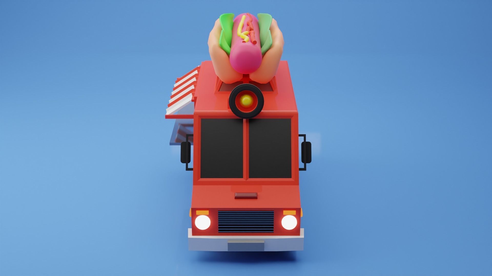Low-poly Food Truck Model 3D model | CGTrader
