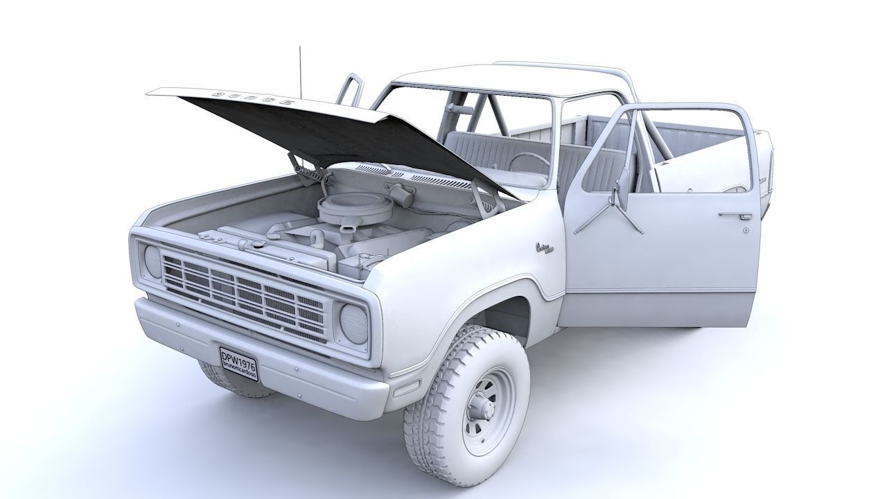 Dodge Power Wagon Single Cab 1976 3D model | CGTrader