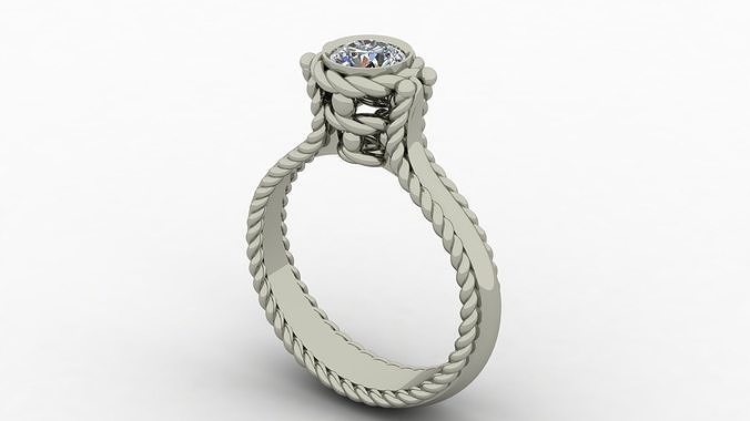braid solitaire ring 3D model | CGTrader