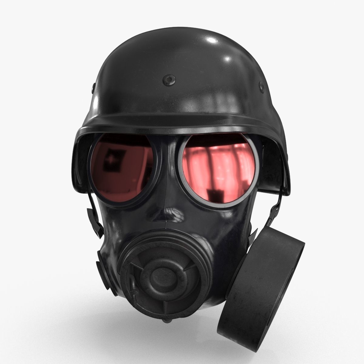 3D model Gas Mask Red Mirrored and Helmet VR / AR / low-poly | CGTrader