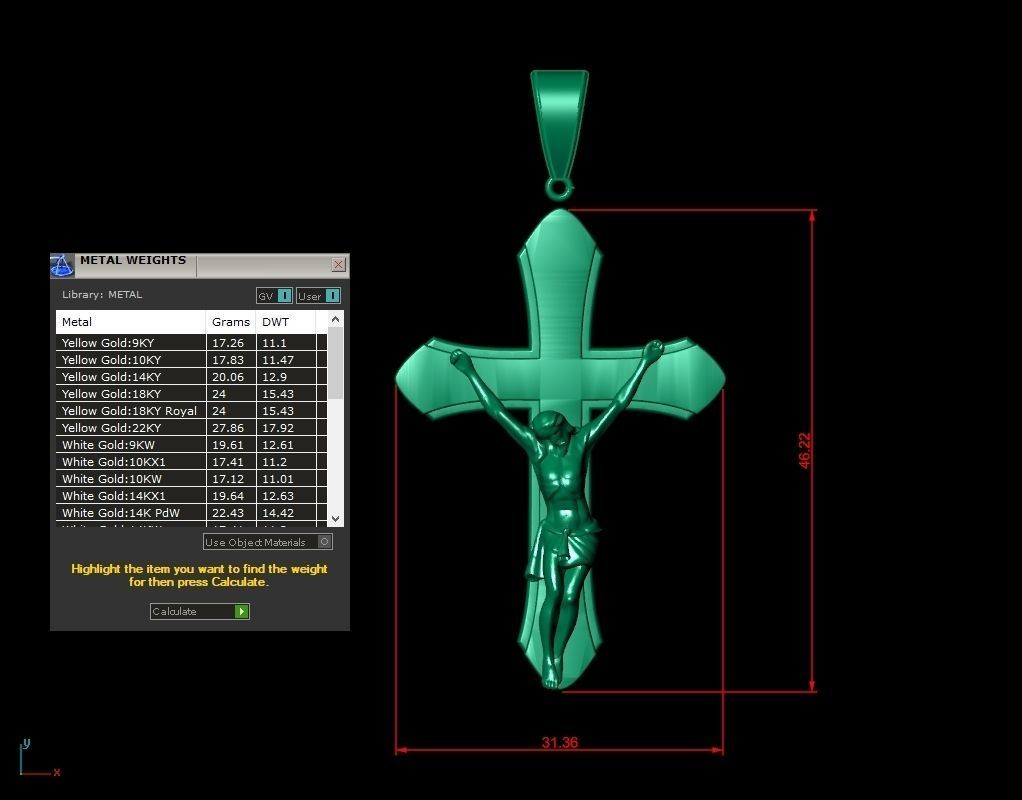 Cross Jesus Christ Pendant Cad P4 3D model 3D printable | CGTrader