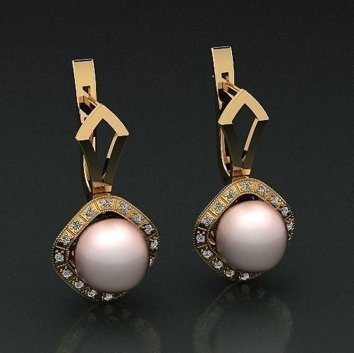 Pearl earrings Model 3497 3D model 3D printable | CGTrader