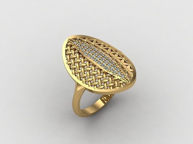 Women Ring With Stone Diamond Ready STL 3DM Models Womens Rings 3D ...