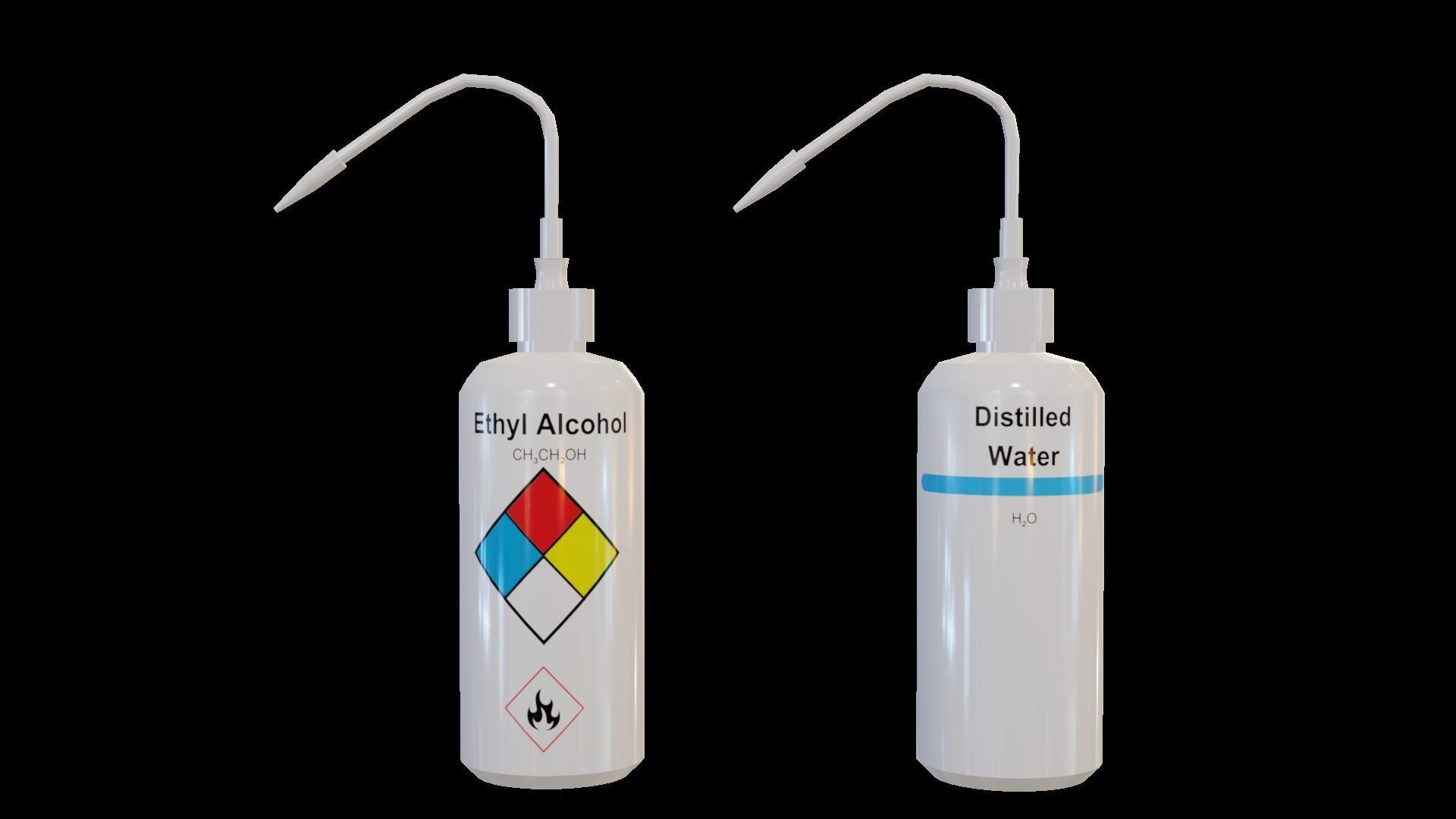 Very simple models of experimental wash bottles 3D model | CGTrader