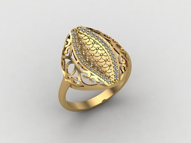 Women Ring With Stone Diamond Ready STL 3DM Models Womens Rings 3D ...