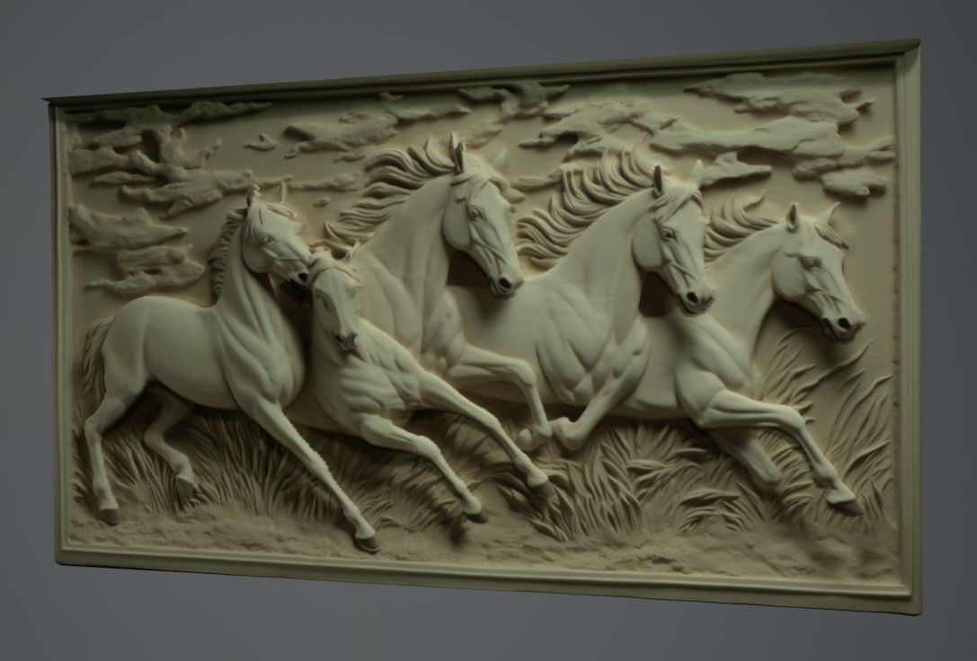 Running Horses Relief 3D model | CGTrader
