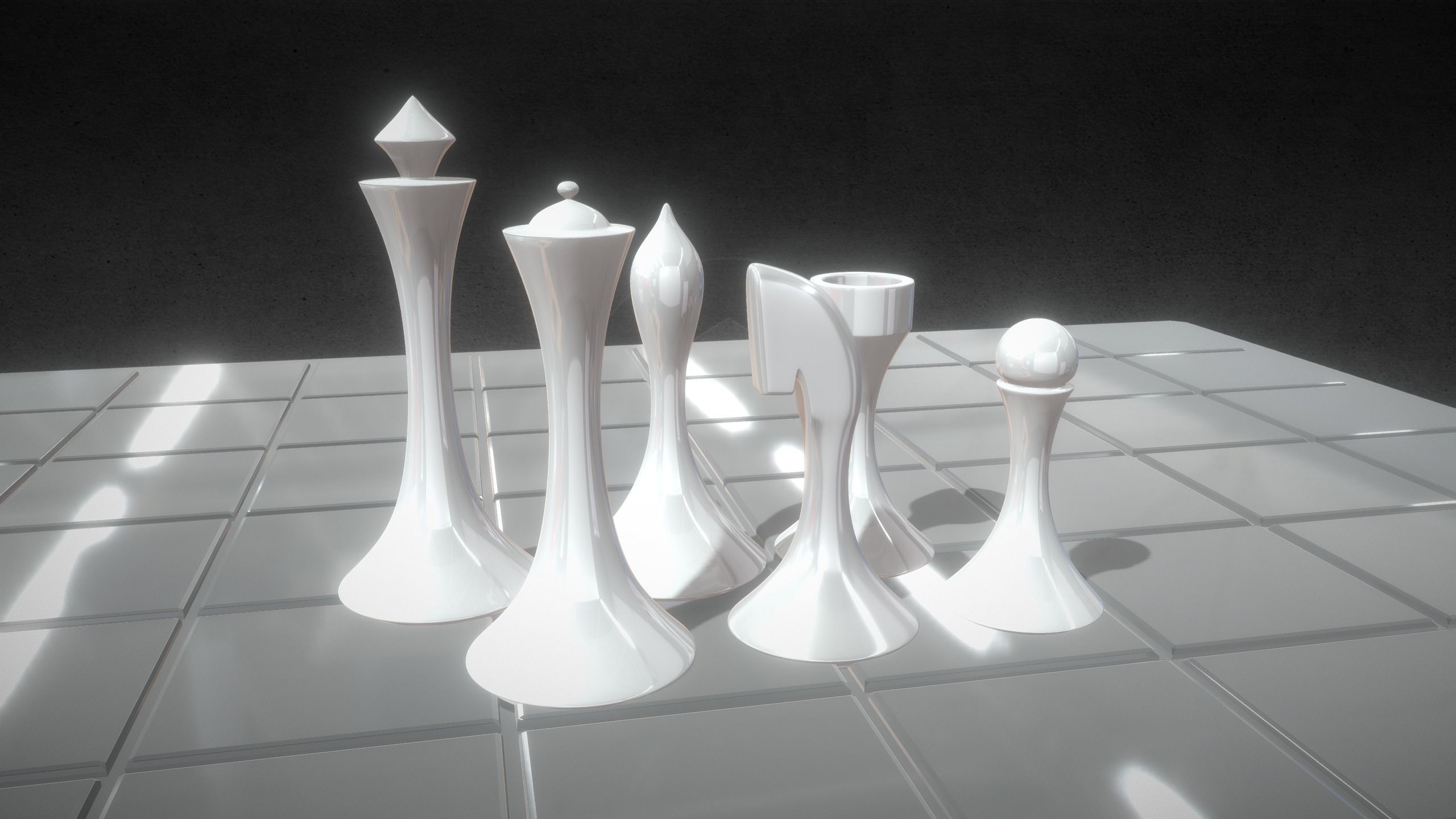 Designed chromatic chess pieces Complete set 3D model | CGTrader