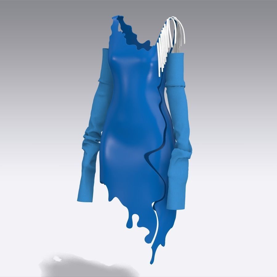 blue dress free 3D model | CGTrader