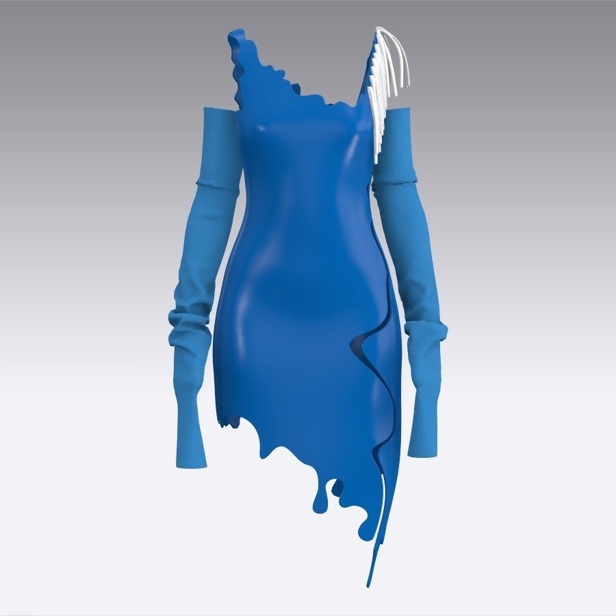 blue dress free 3D model | CGTrader