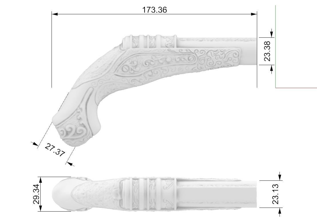 Antique weapon style knife handle 3D model 3D printable | CGTrader