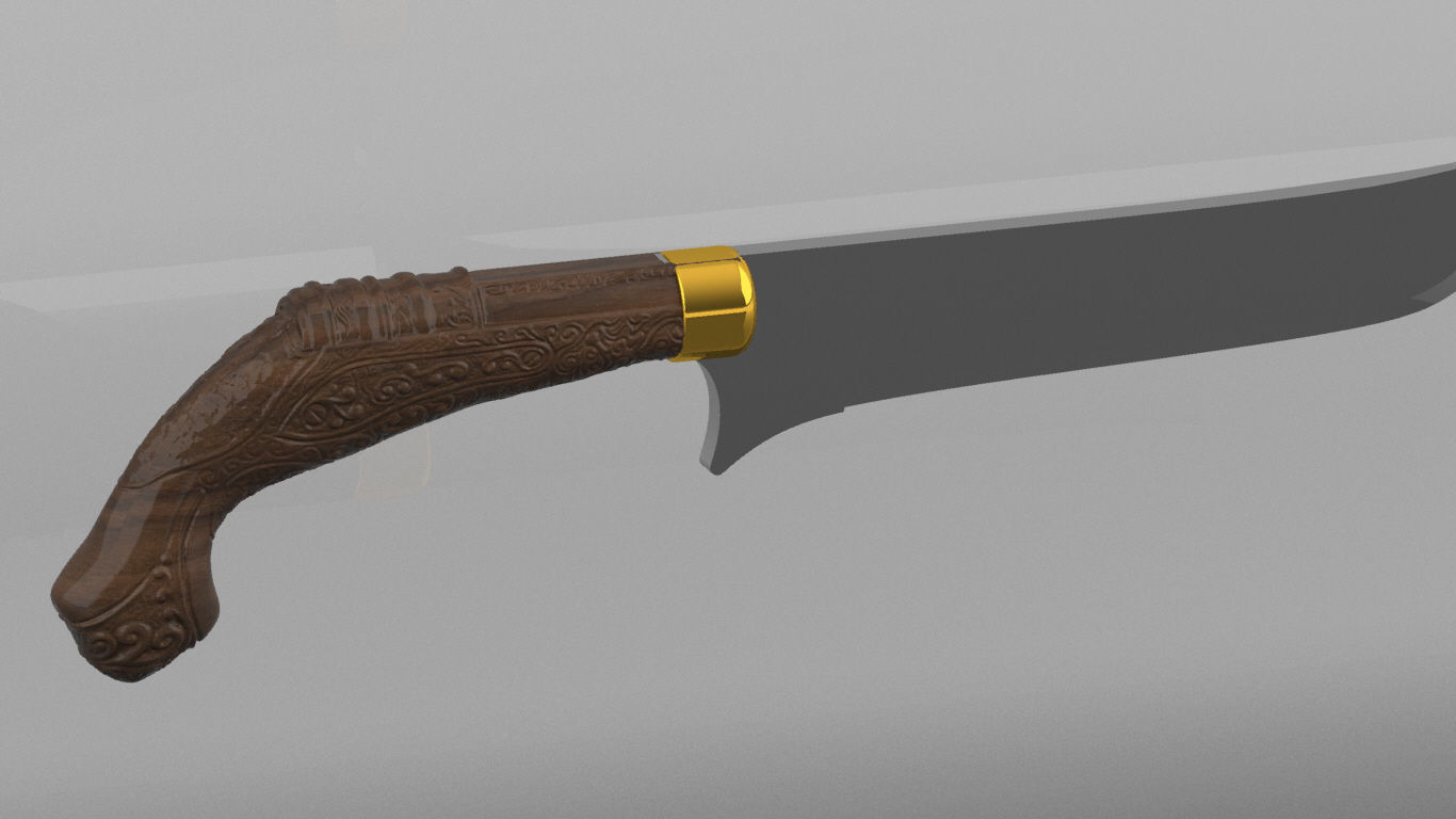 Antique weapon style knife handle 3D model 3D printable | CGTrader