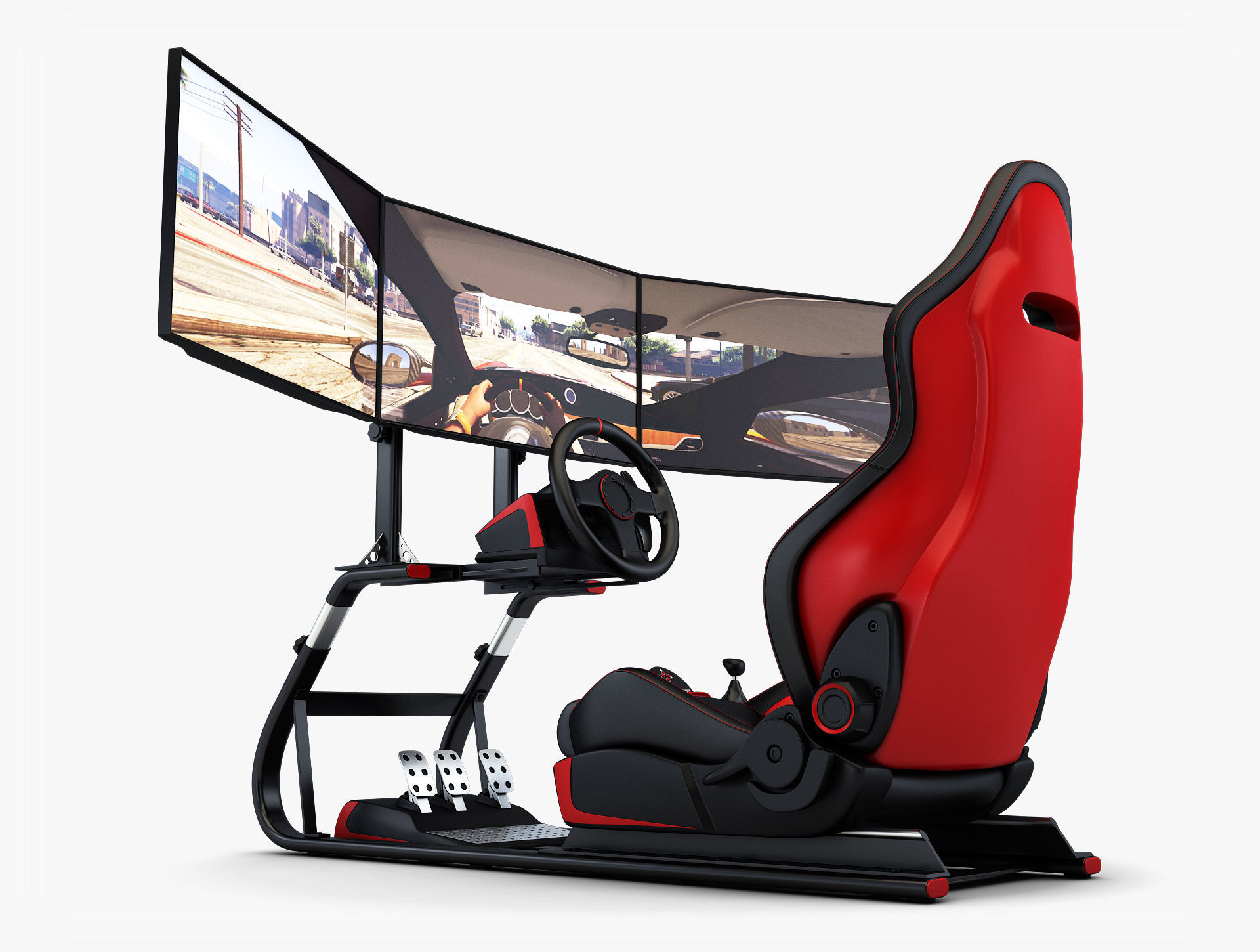 Racing Game Simulator Triple Display v 2 3D model | CGTrader