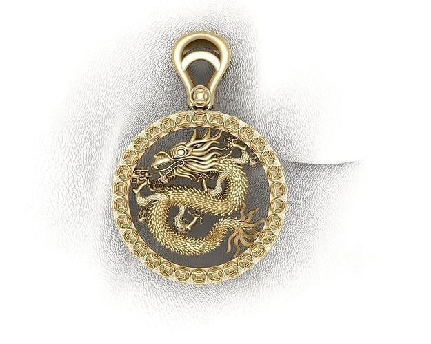 Chinese Dragon Pendant 3D print model 3D model 3D printable | CGTrader