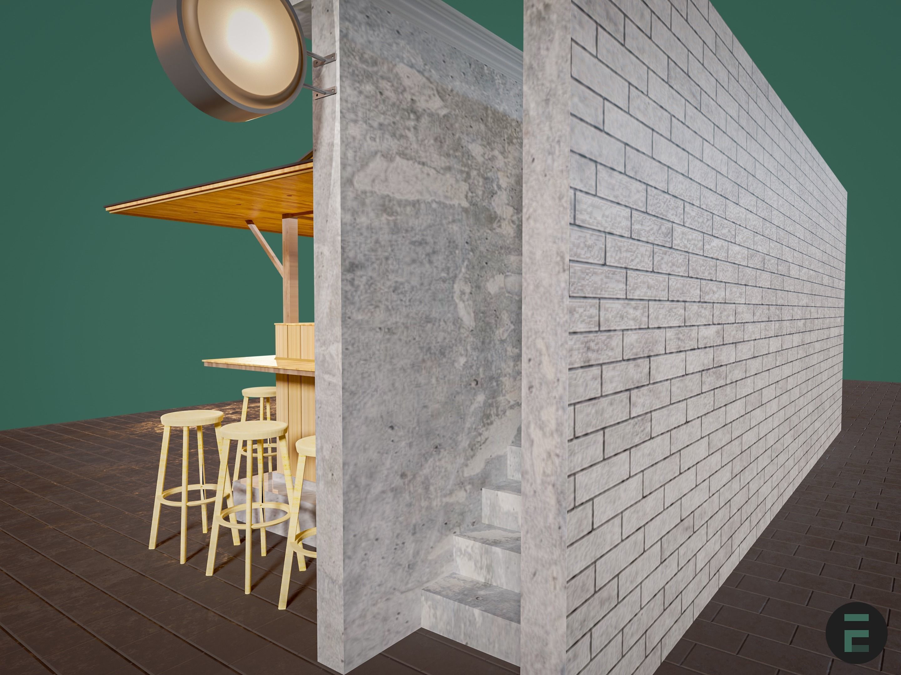 Japanese street Ramen shop counter 3D model | CGTrader