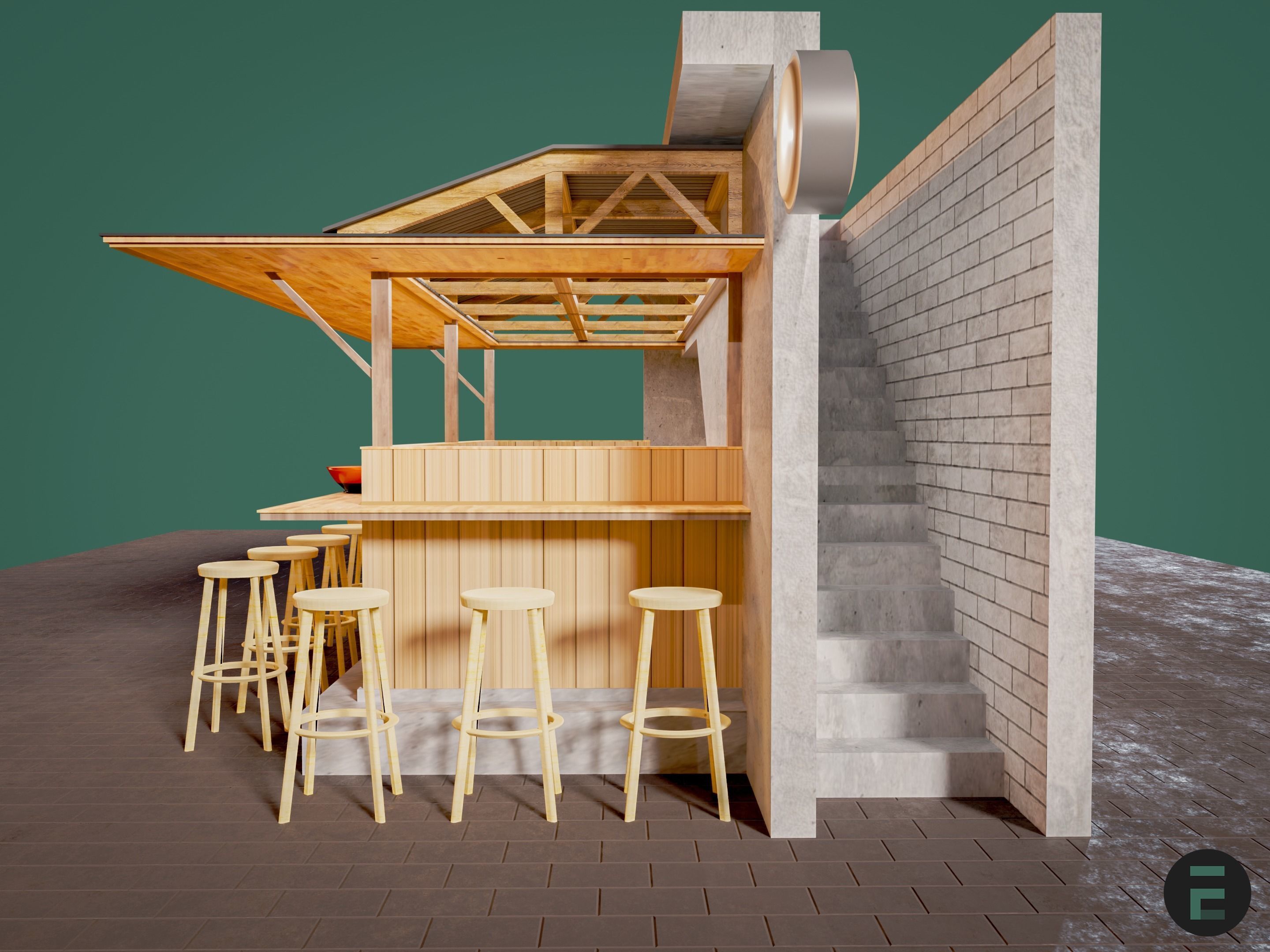 Japanese street Ramen shop counter 3D model | CGTrader