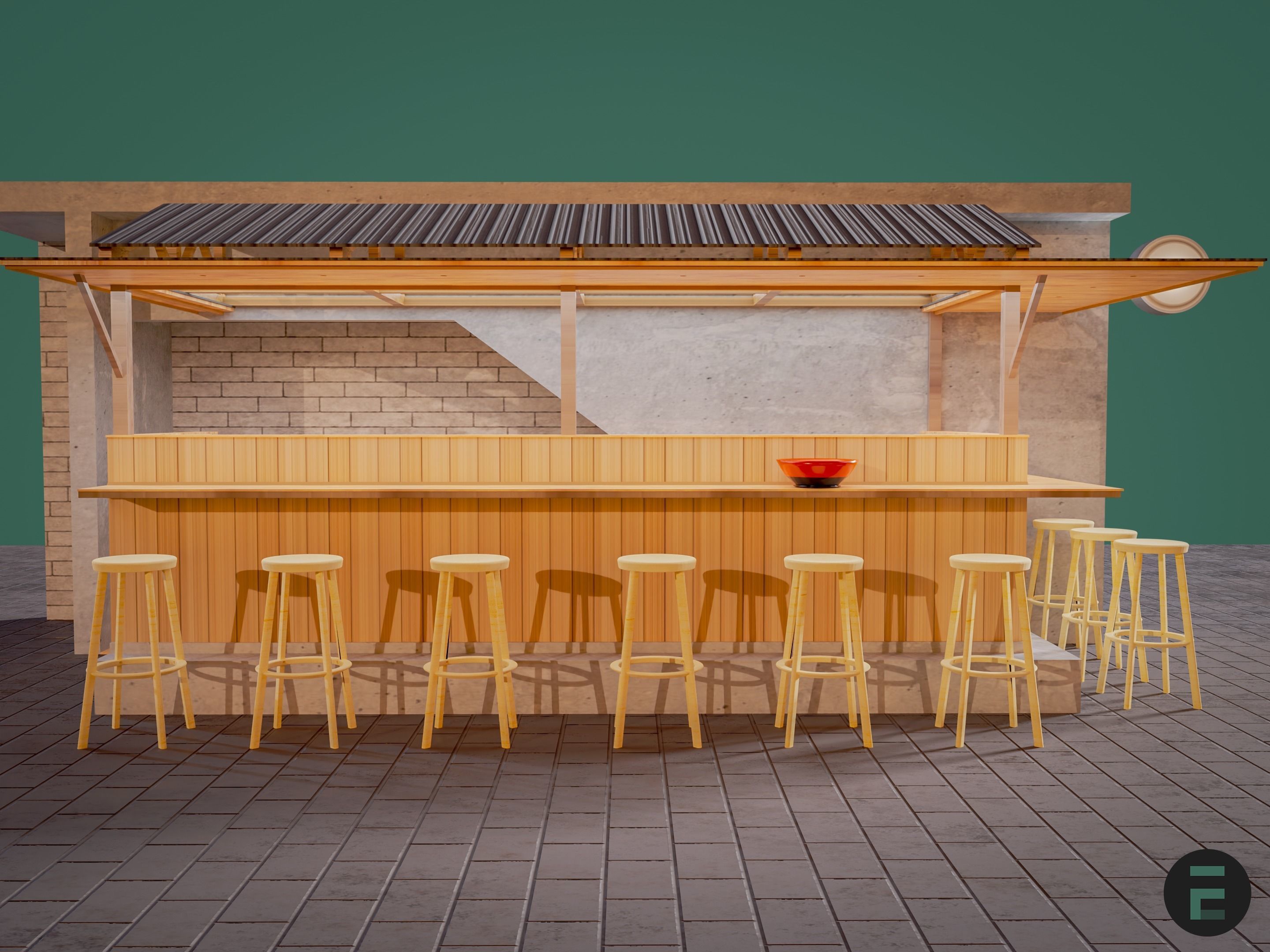 Japanese street Ramen shop counter 3D model | CGTrader