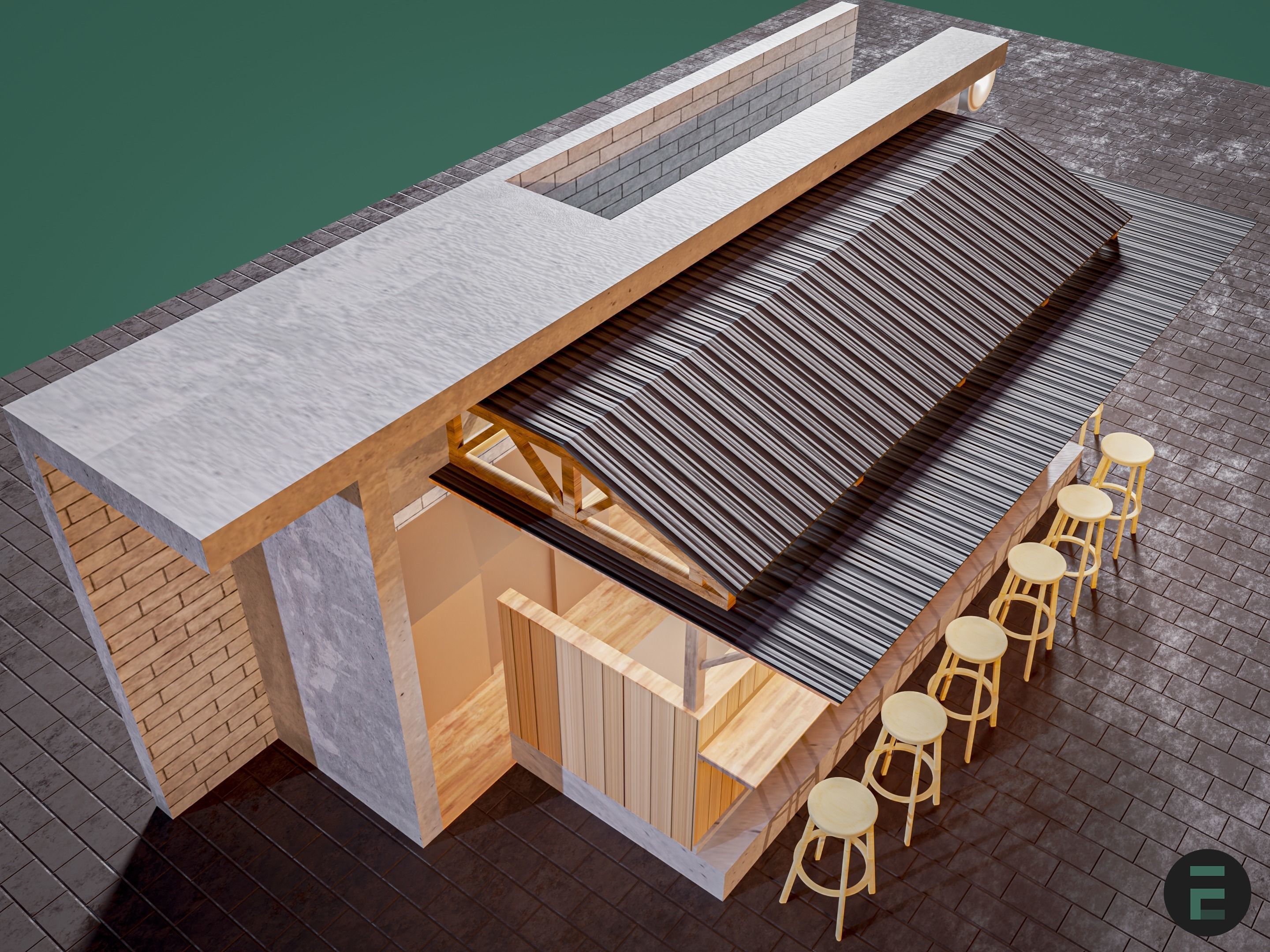 Japanese street Ramen shop counter 3D model | CGTrader