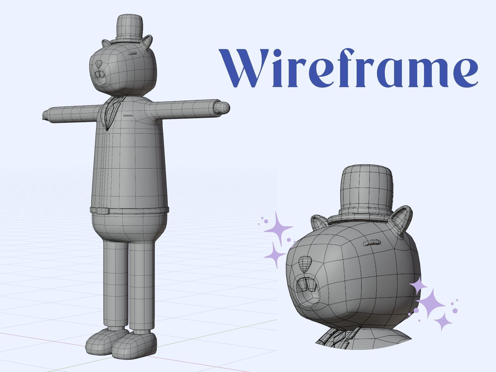 3D model Capybara with suit and Cute long hat Low poly VR / AR / low ...