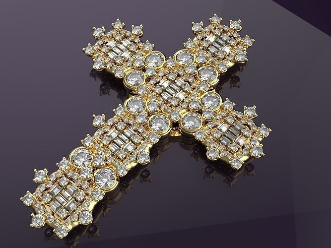 Cross with diamonds 3D model 3D printable | CGTrader