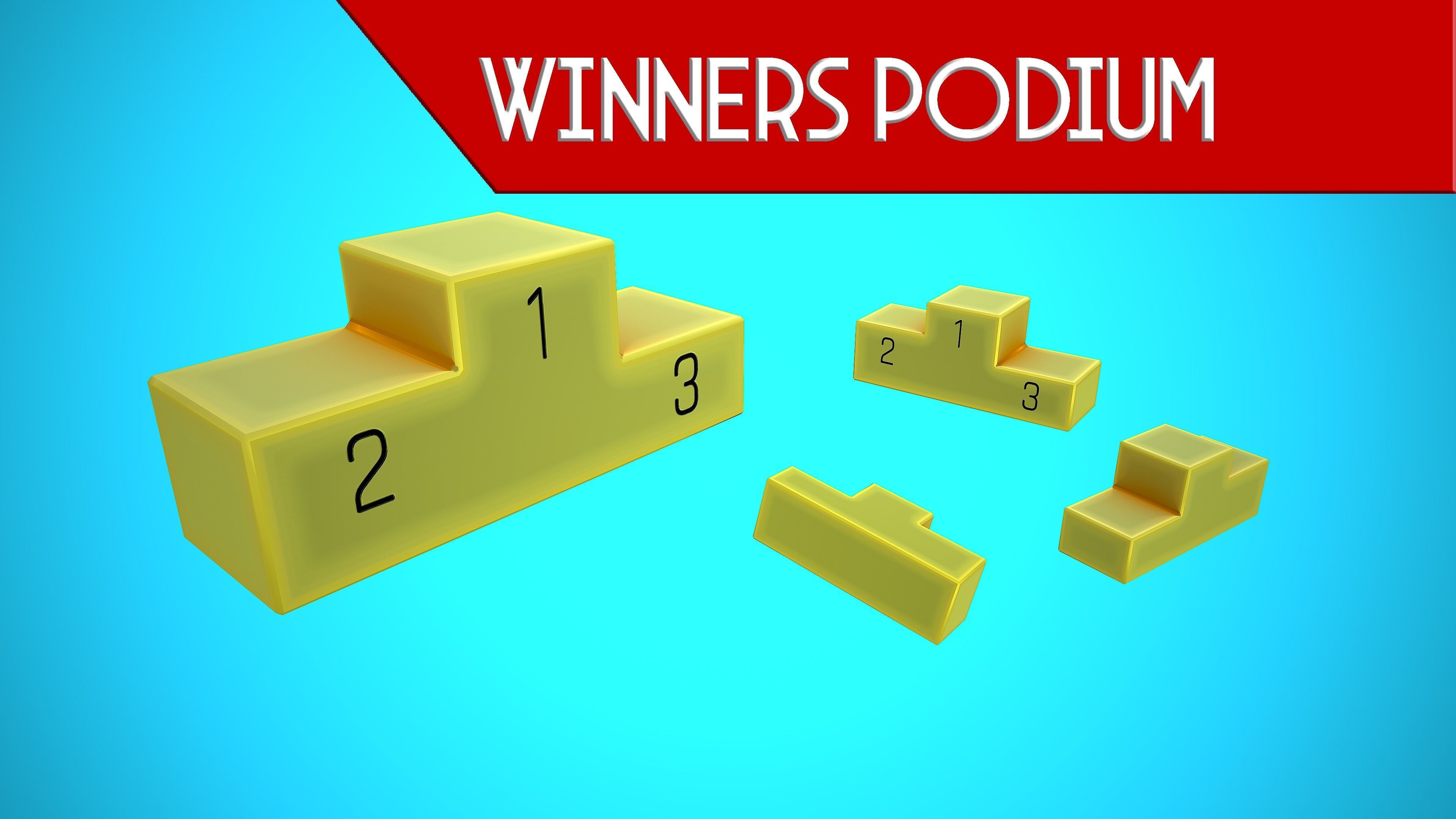 3D model WINNERS PODIUM CARTOON STYLIZED VR / AR / low-poly | CGTrader