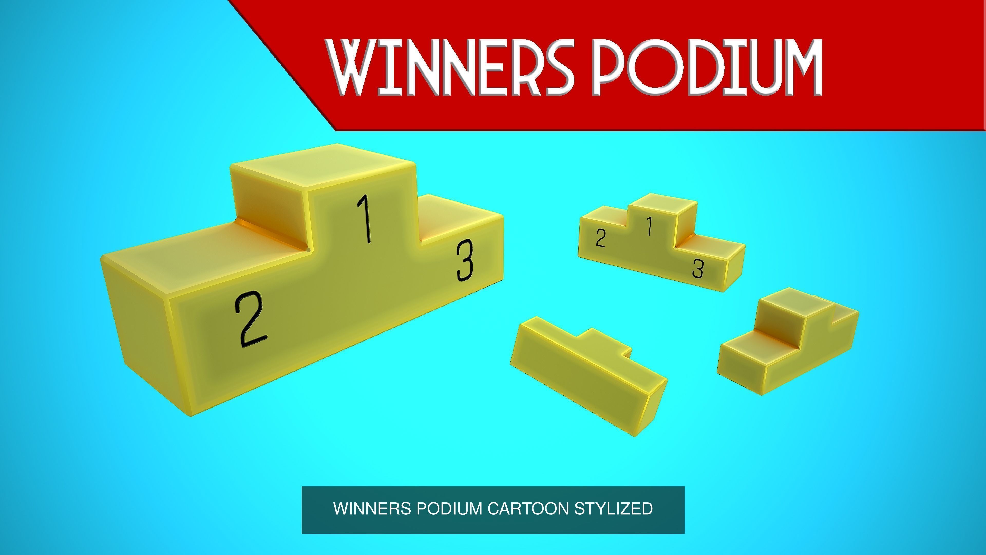3D Model Collection WINNERS PODIUM PACK CARTOON STYLIZED VR / AR / low ...