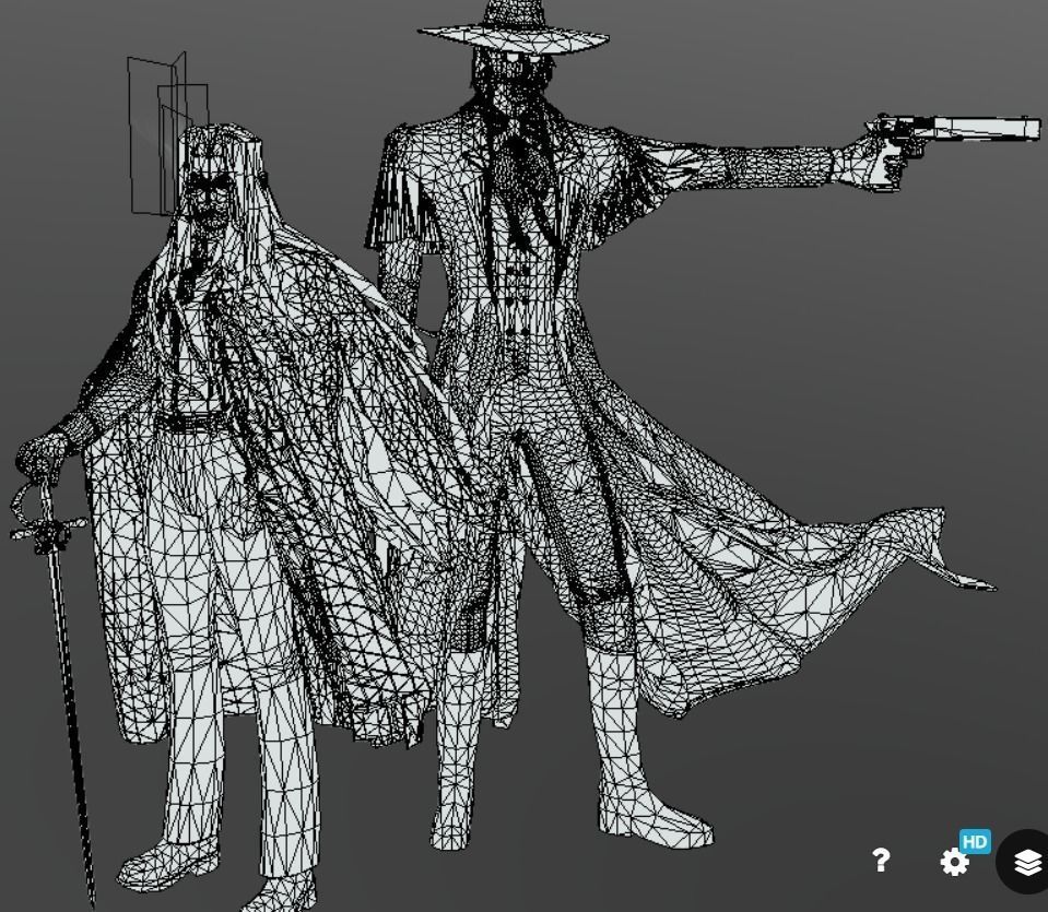 Alucard and Integra Fairbrook Wingates Hellsing 3D model | CGTrader