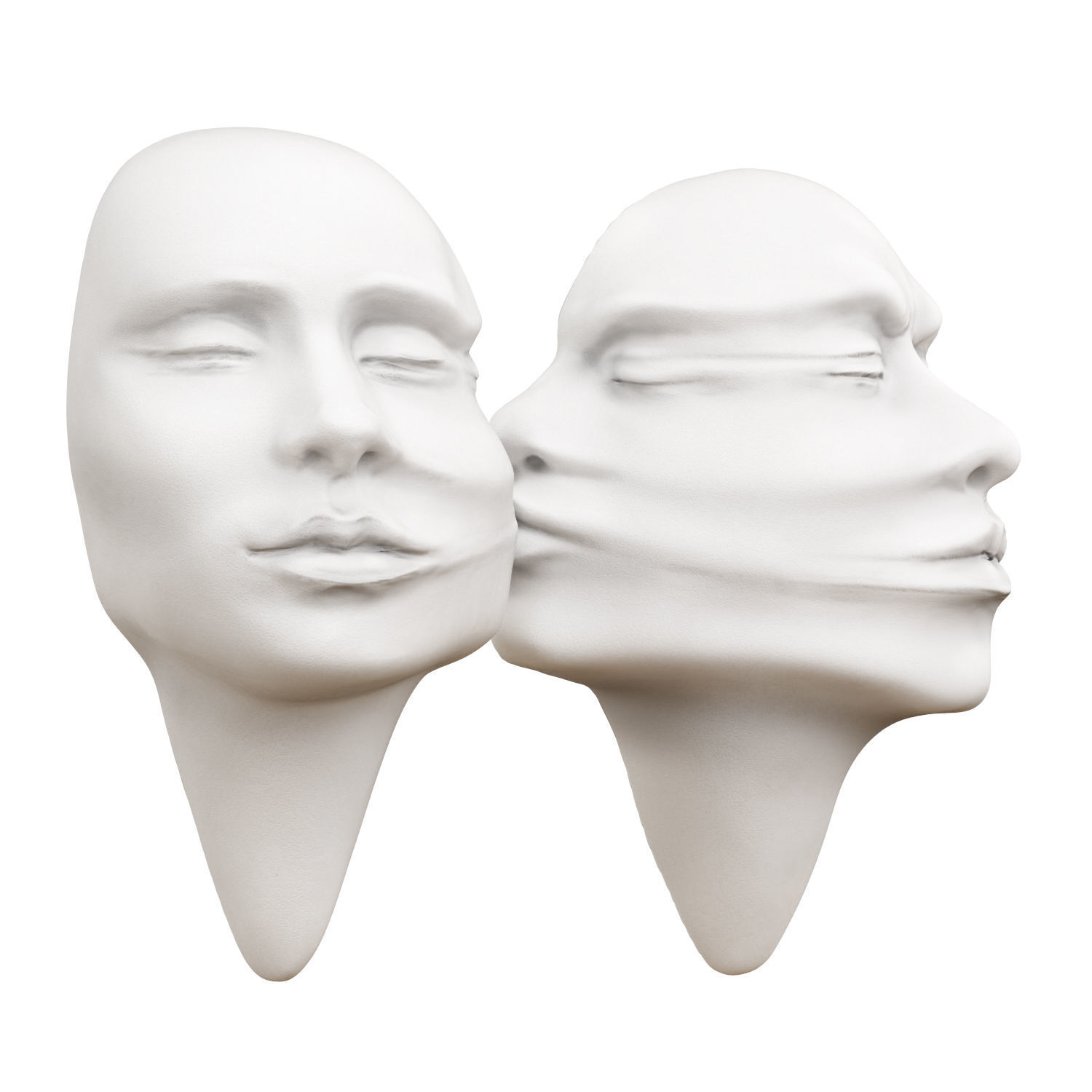 Bas-relief of a female male face-Kiss 3D model | CGTrader
