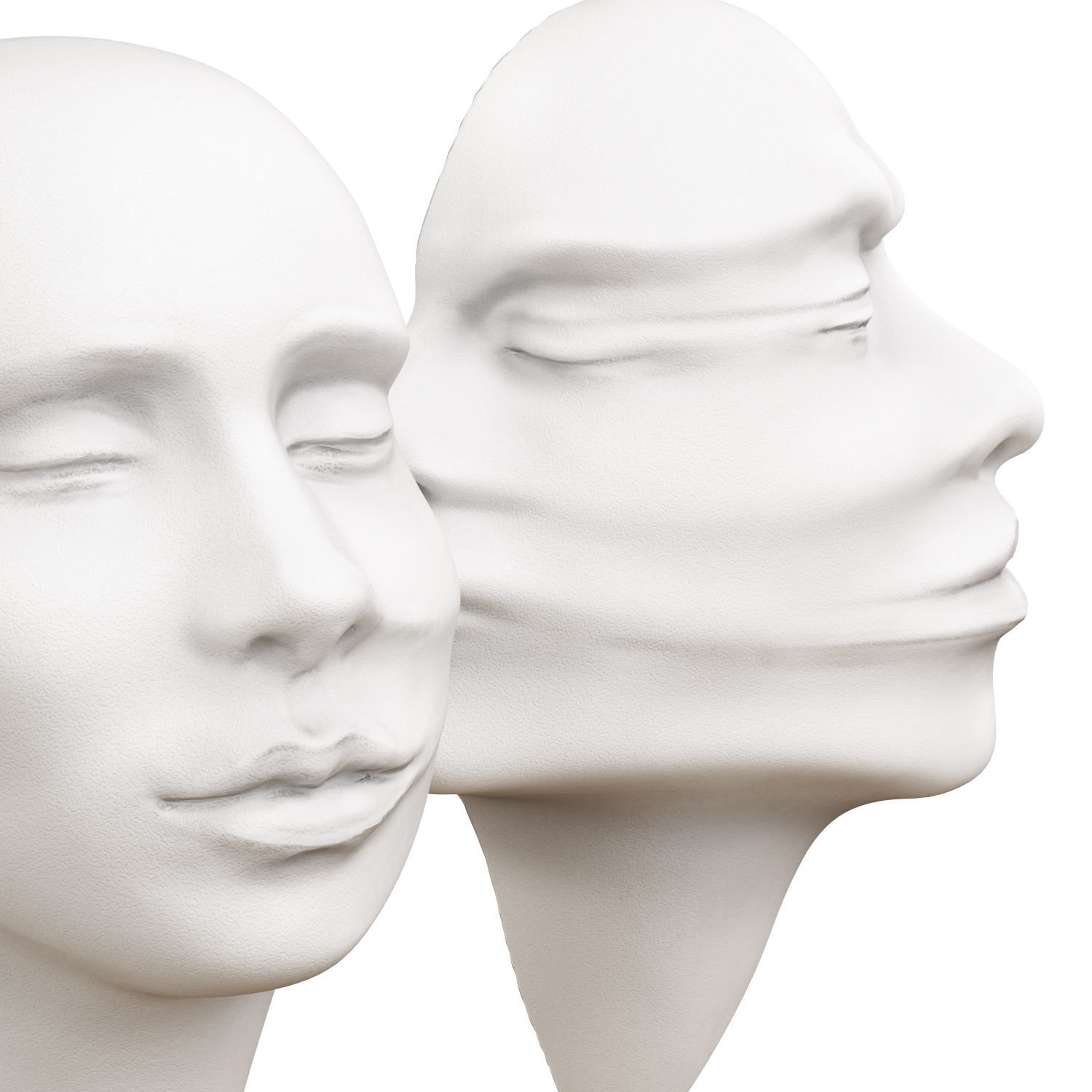 Bas-relief of a female male face-Kiss 3D model | CGTrader