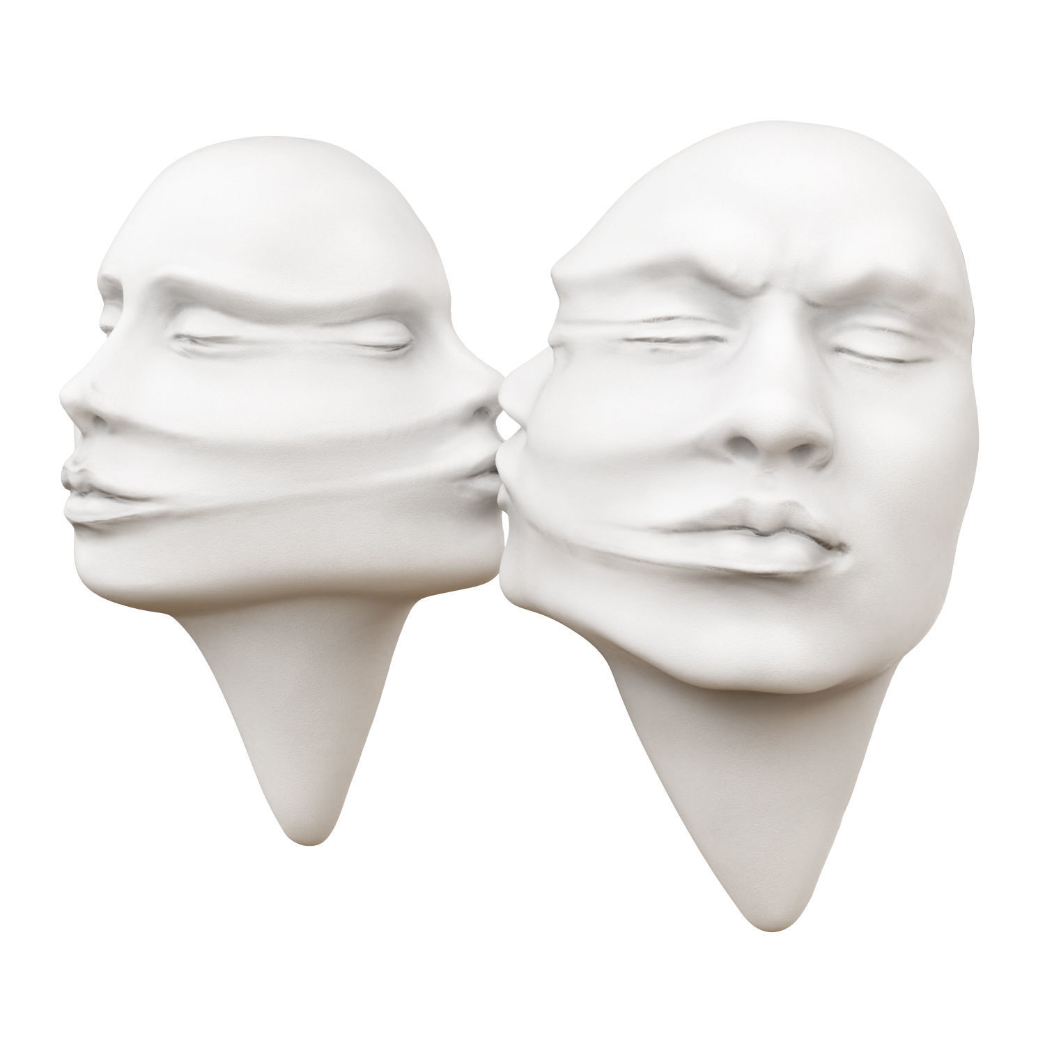 Bas-relief of a female male face-Kiss 3D model | CGTrader
