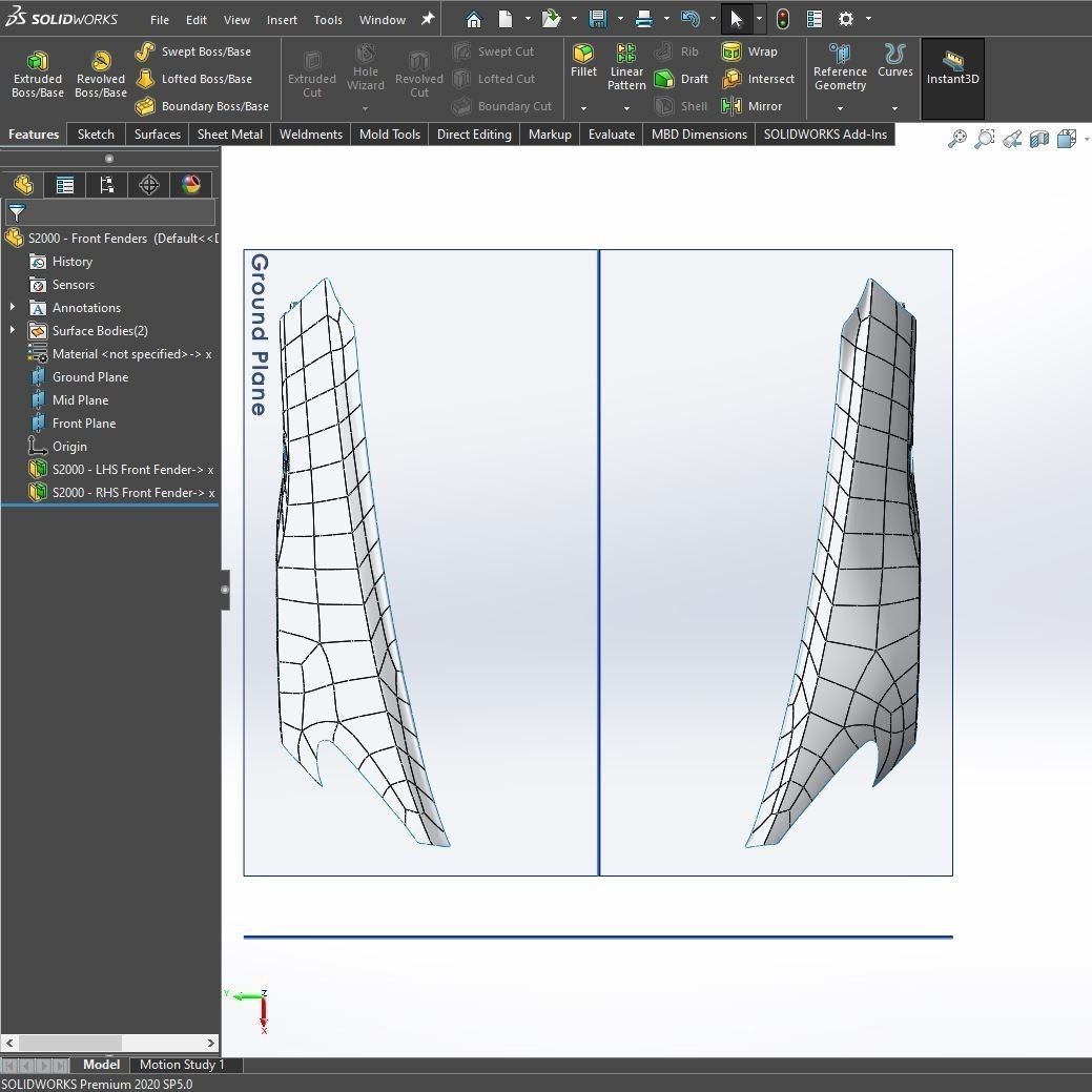 S2000 AP2 Front Fenders Exterior Surface Model 3D Laser-Scanned 3D ...