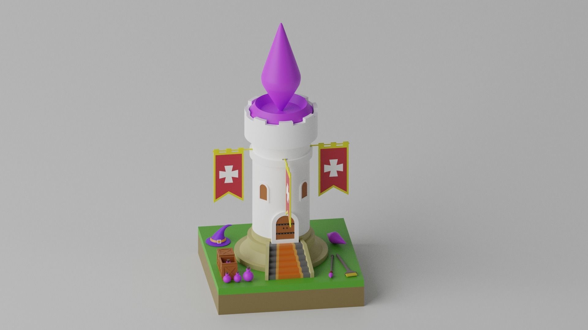 Cartoon Tower Defense Towers Collection A 3D model | CGTrader
