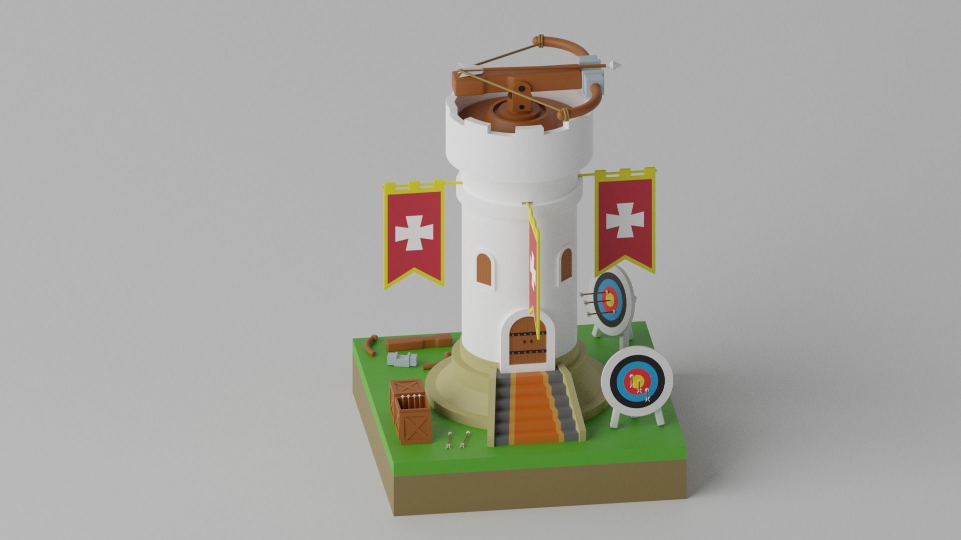 Cartoon Tower Defense Towers Collection A 3D model | CGTrader