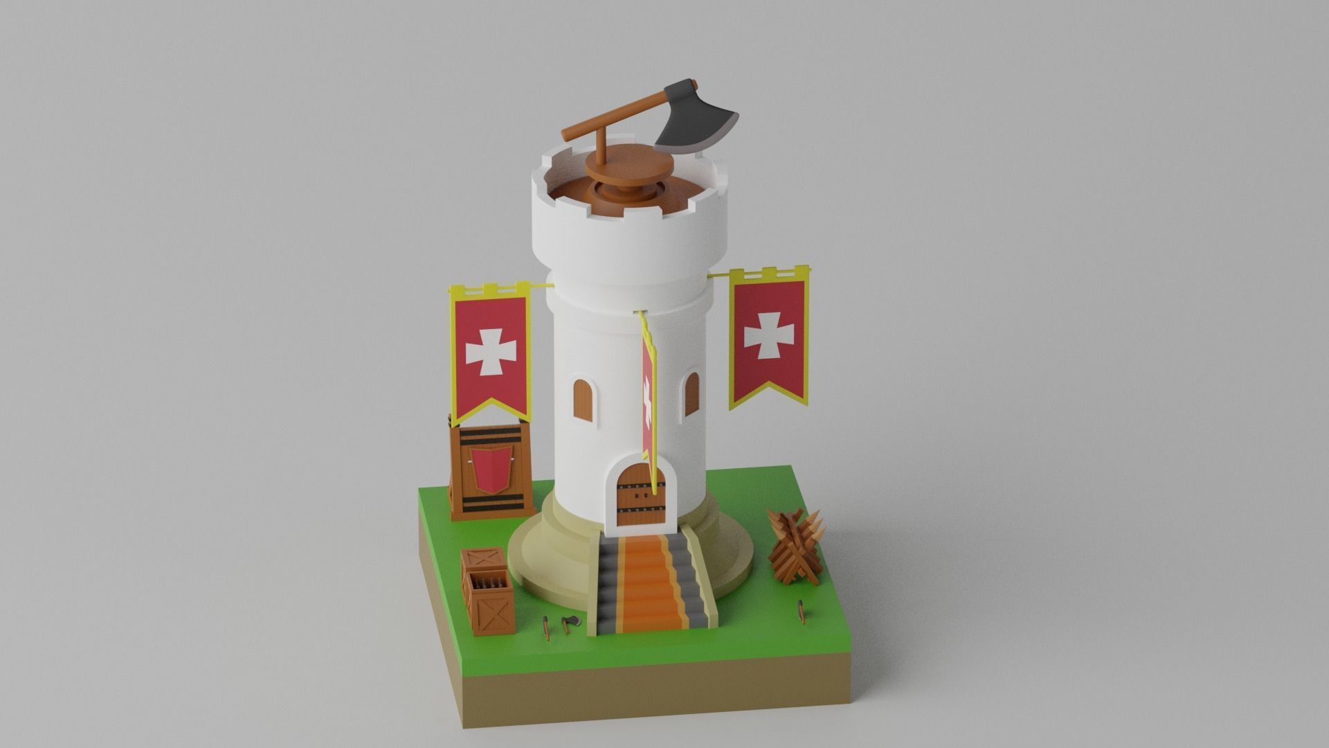 Cartoon Tower Defense Towers Collection A 3D model | CGTrader
