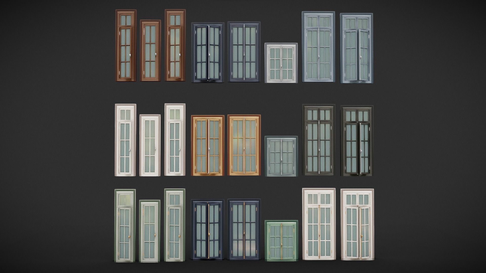 3D model A Collection of 3D Window in Rectangle Styles VR / AR / low ...