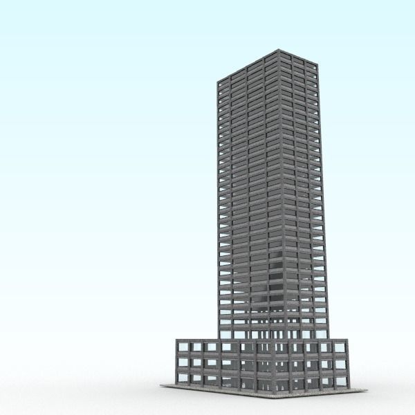 Reinforced concrete high-rise building 3D model | CGTrader