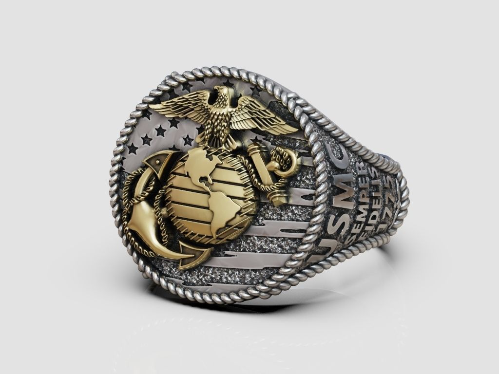 Ring United States Marine Corps 3D model 3D printable | CGTrader