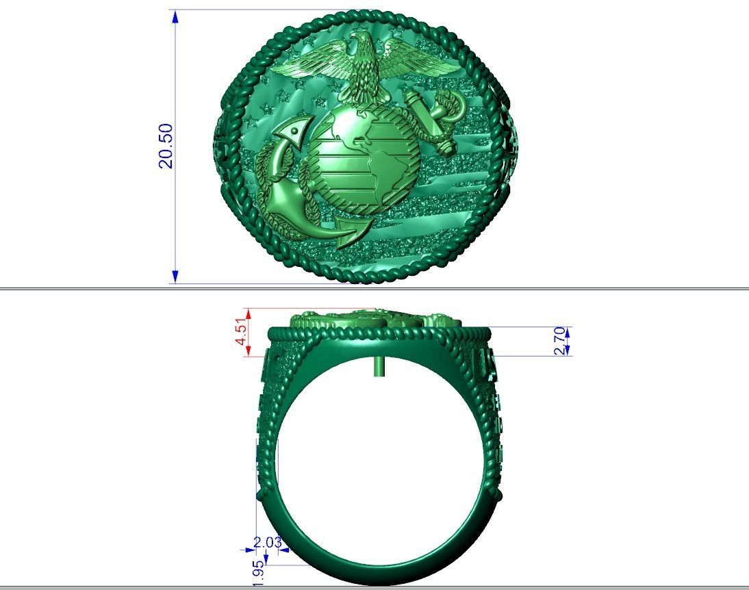 Ring United States Marine Corps 3D model 3D printable | CGTrader