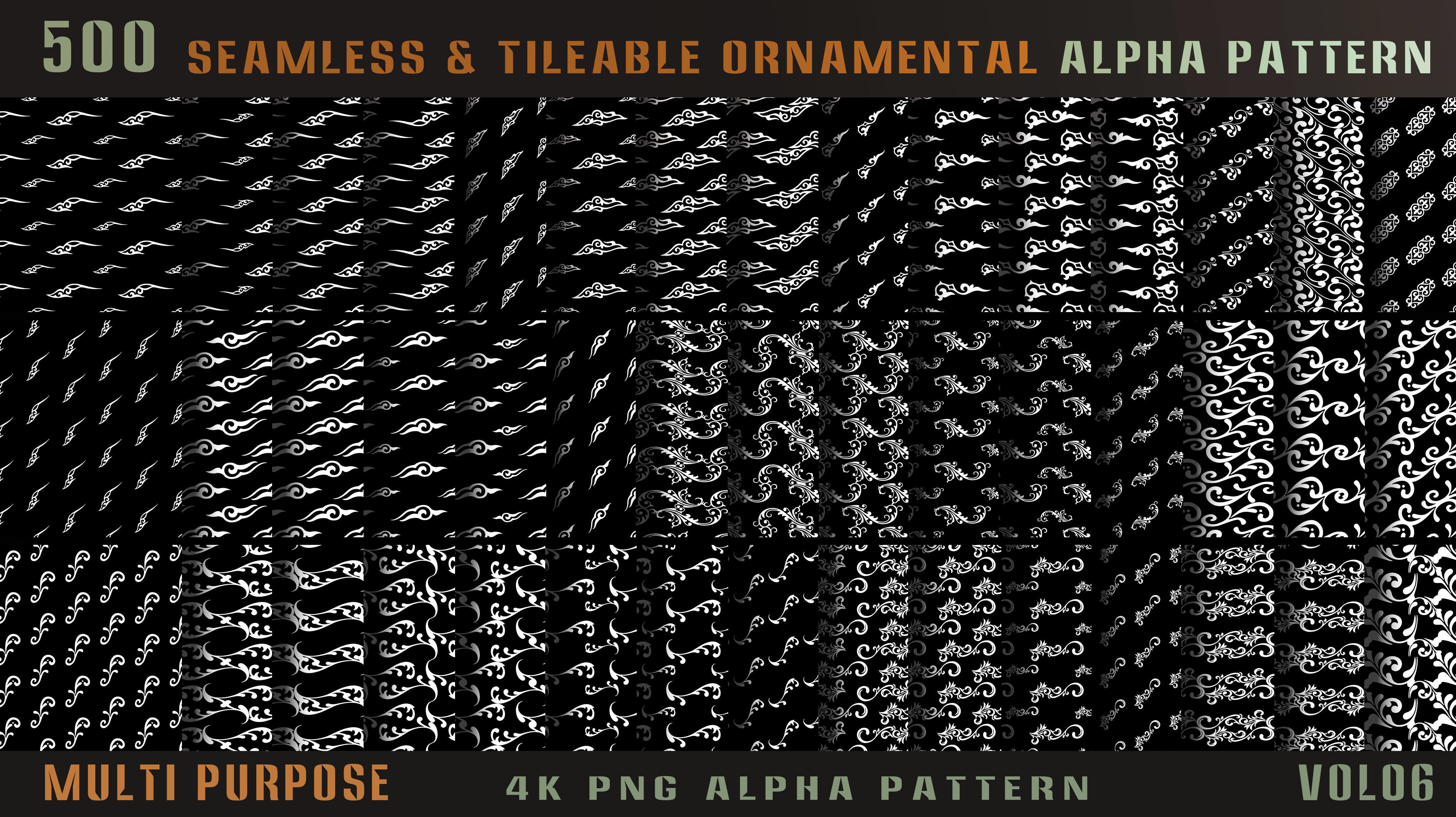 500 Seamless and Tile able Ornamental Alpha Pattern - Vol06 Texture | CGTrader