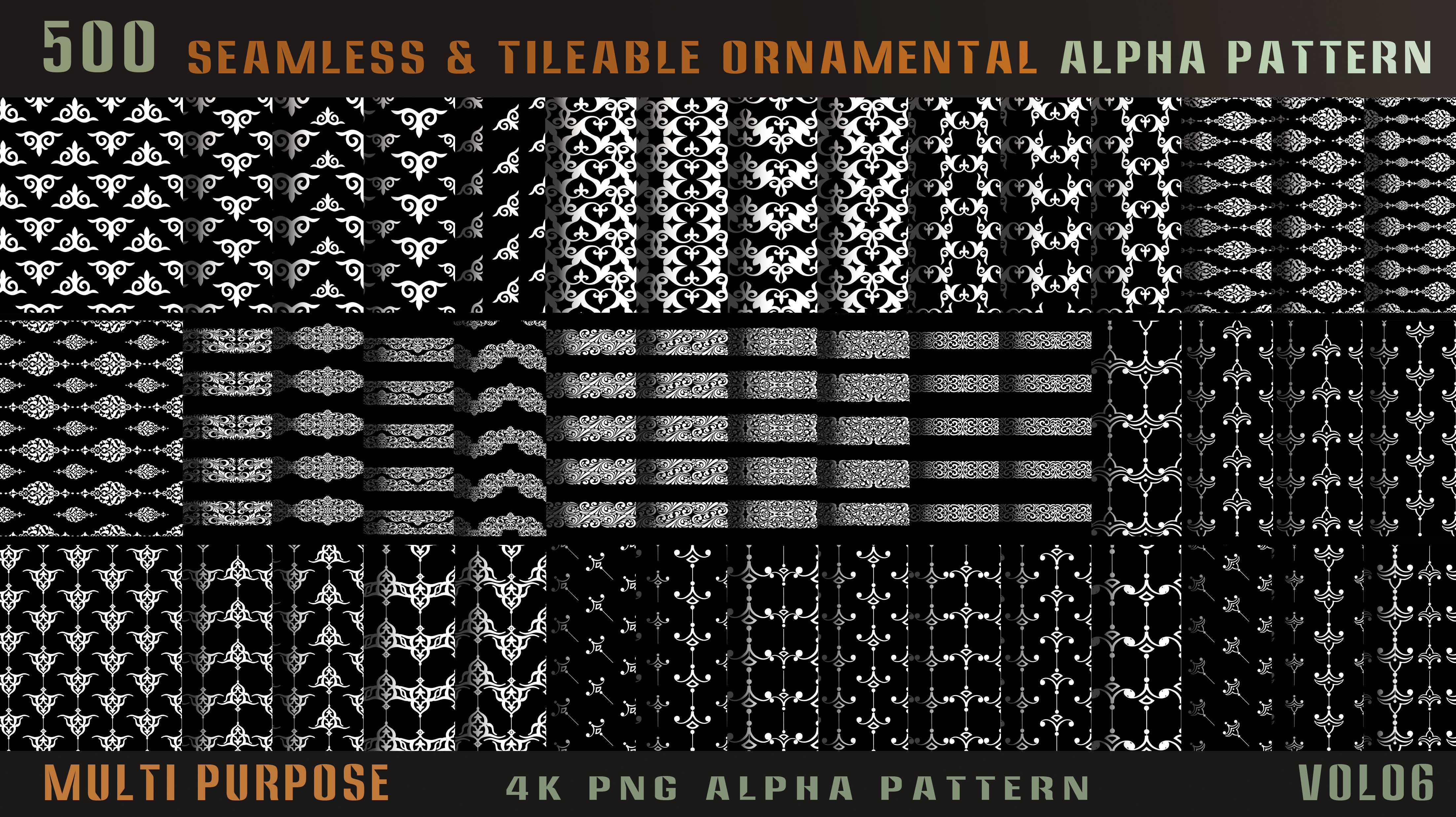 500 Seamless and Tile able Ornamental Alpha Pattern - Vol06 Texture ...