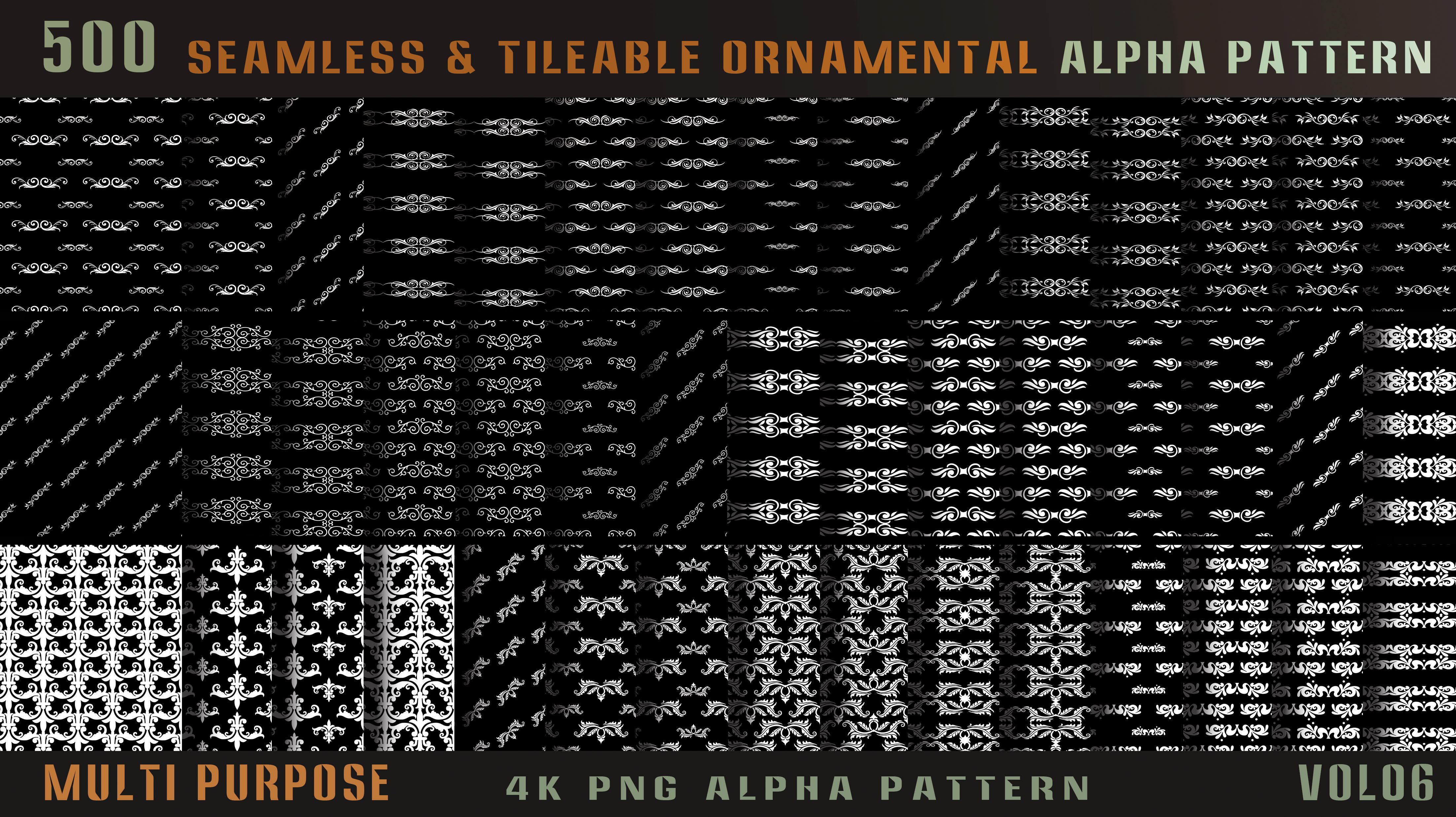 500 Seamless and Tile able Ornamental Alpha Pattern - Vol06 Texture | CGTrader